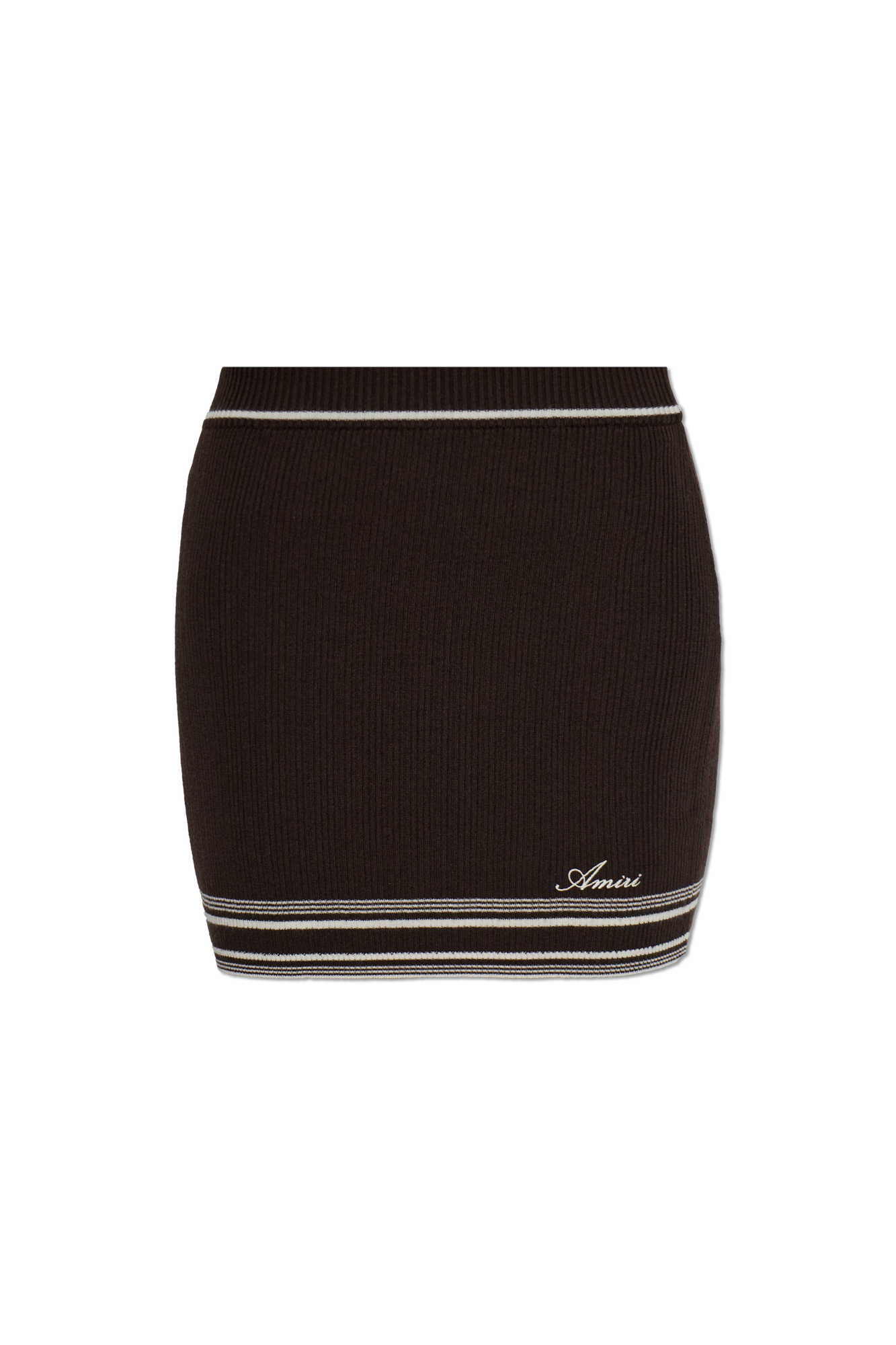 AMIRI Amiri Ribbed Wool Mini Skirt with Embroidered Logo