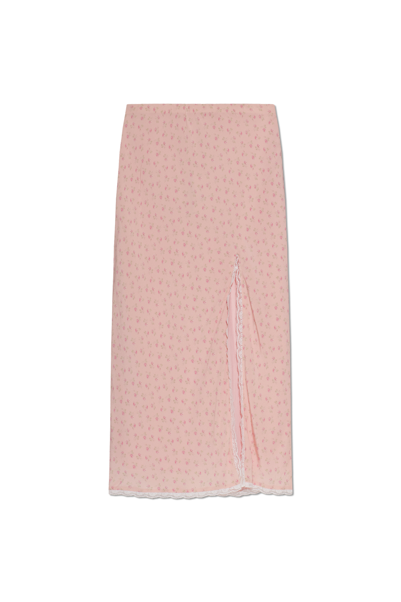 LOVESHACKFANCY LoveShackFancy Silvia Floral Midi Skirt with Lace Trim