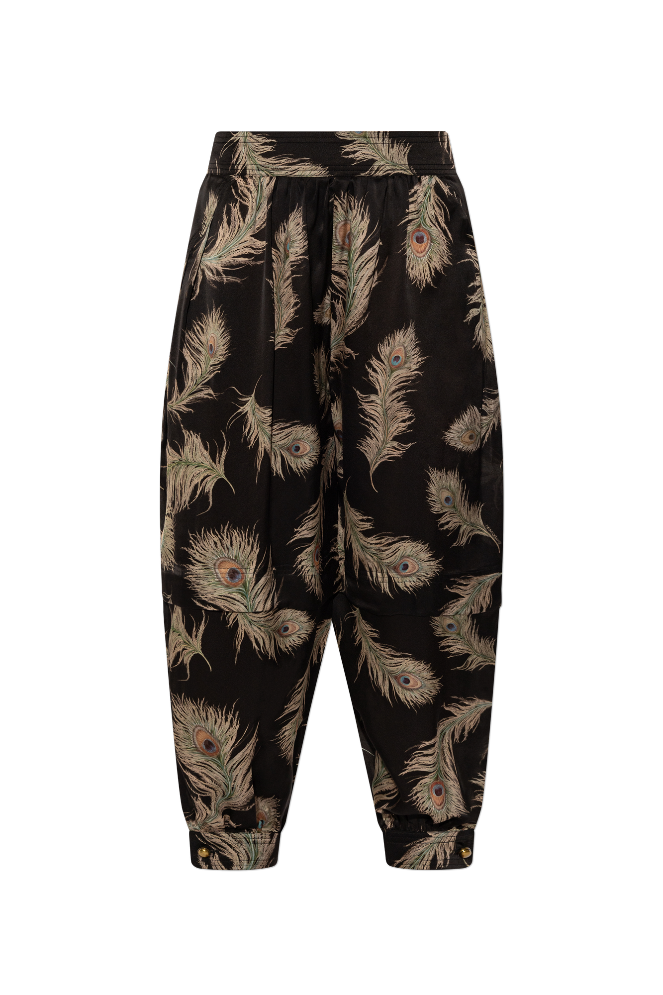 ZIMMERMANN Zimmermann Loose-Fit Silk Trousers with Peacock Feather Print