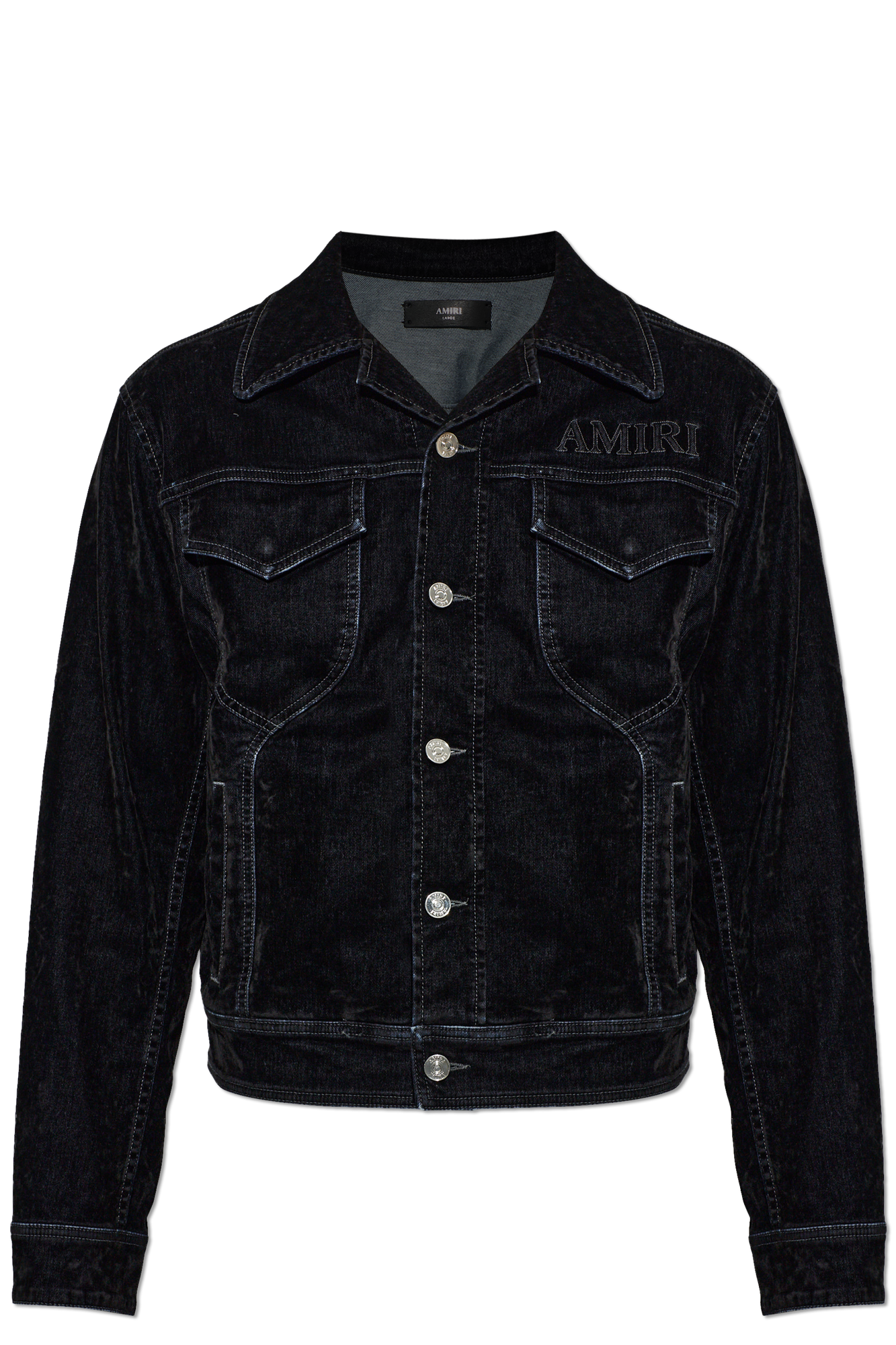 AMIRI Amiri Black Denim Jacket with Embroidered Logo