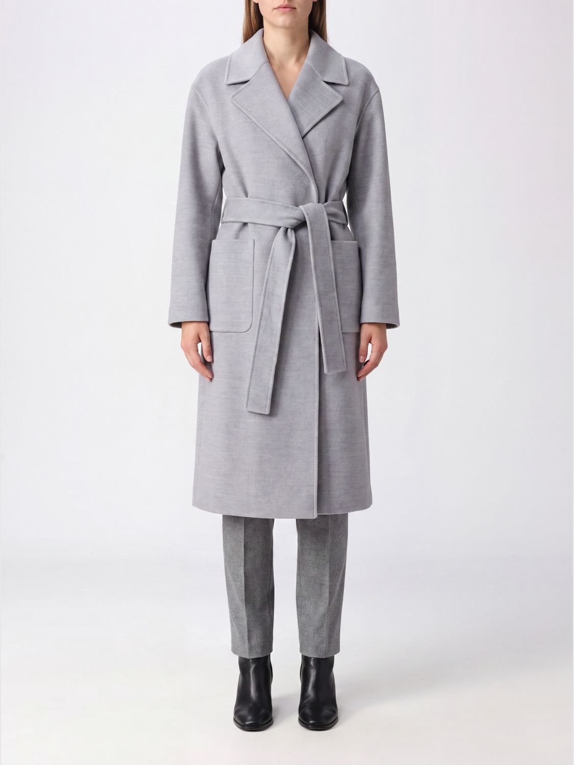 FABIANA FILIPPI Fabiana Filippi Long Belted Robe Coat in Merino Wool