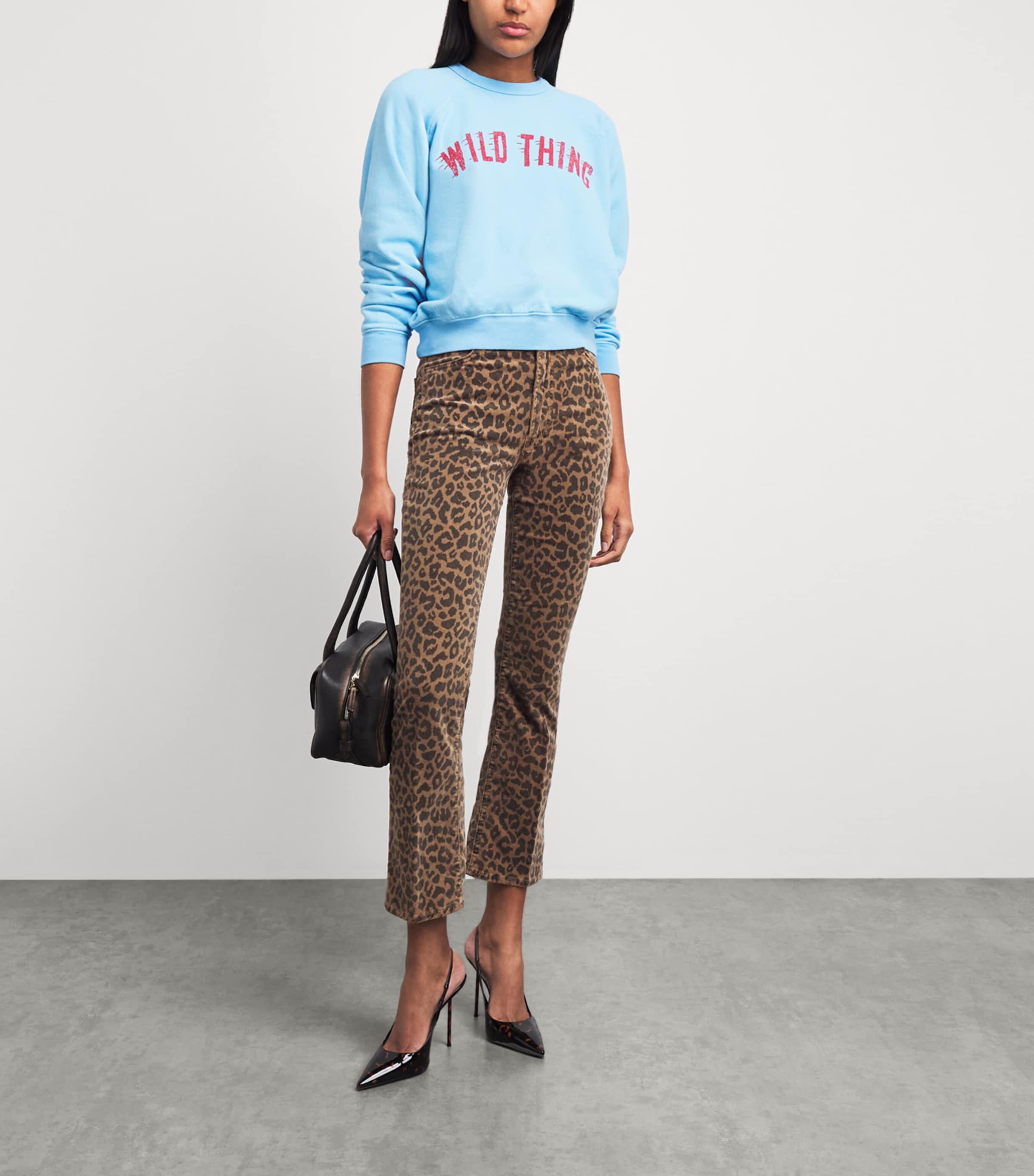 MOTHER Mother Cheetah Print The Hustler Flood Flared Jeans