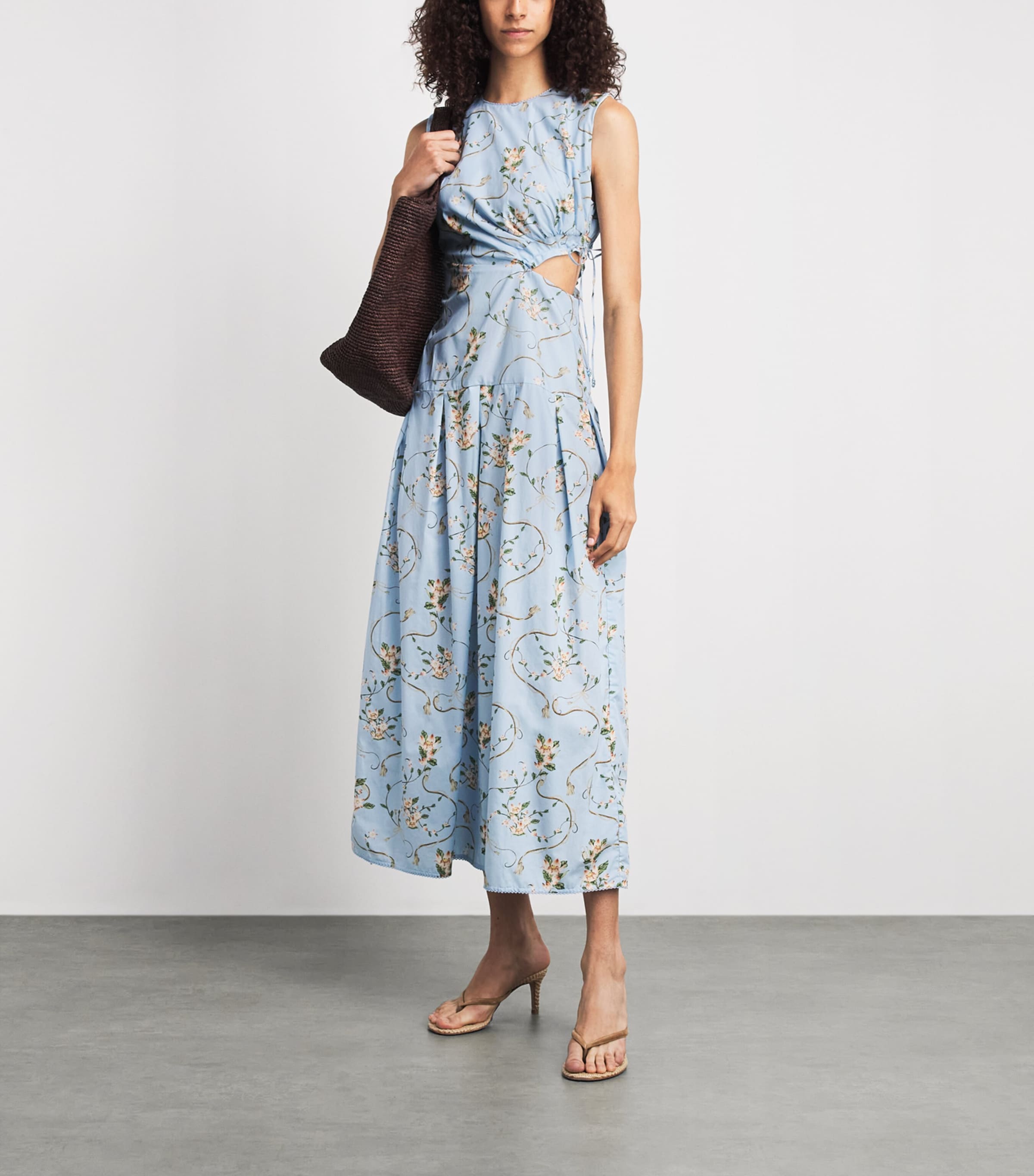 AGUA BENDITA Agua By Agua Bendita Floral Cotton Cut-Out Midi Dress