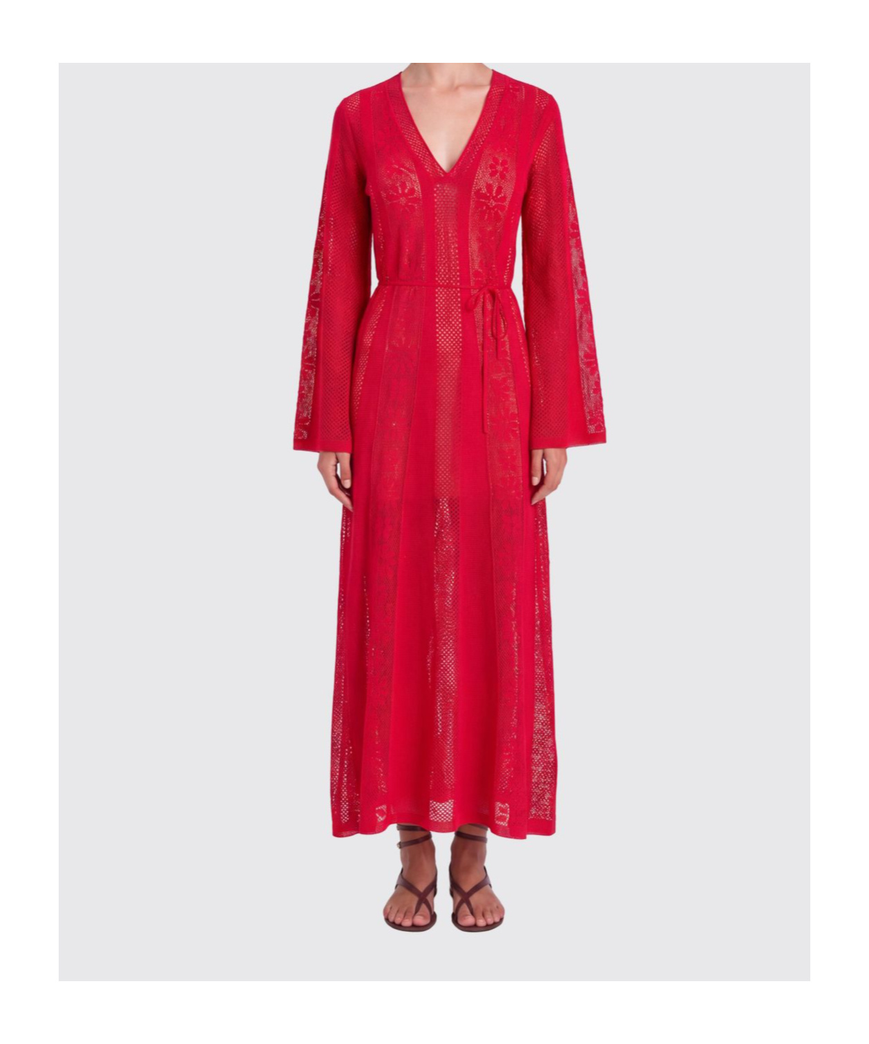 TWINSET Twinset Sheer Floral Knitted Maxi Dress