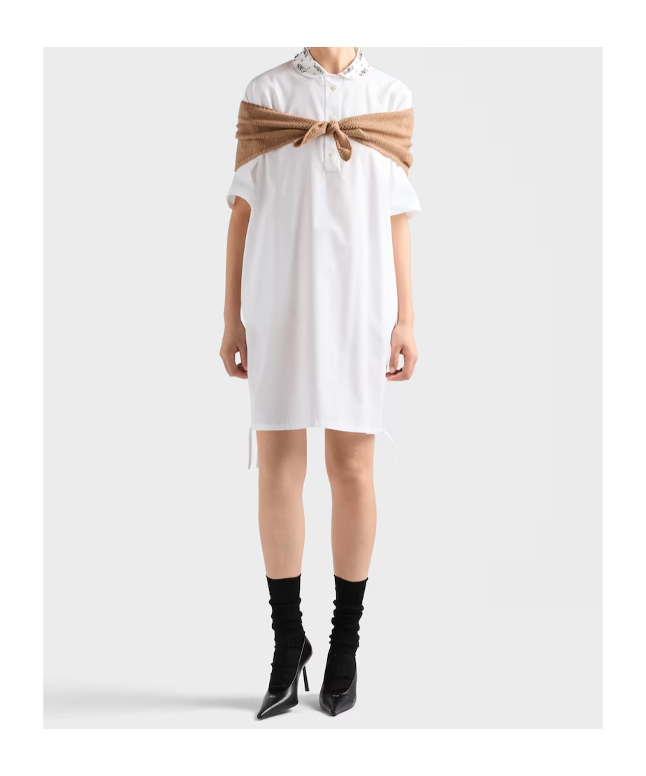 PRADA Prada Embroidered Short-Sleeved Poplin Mini Dress
