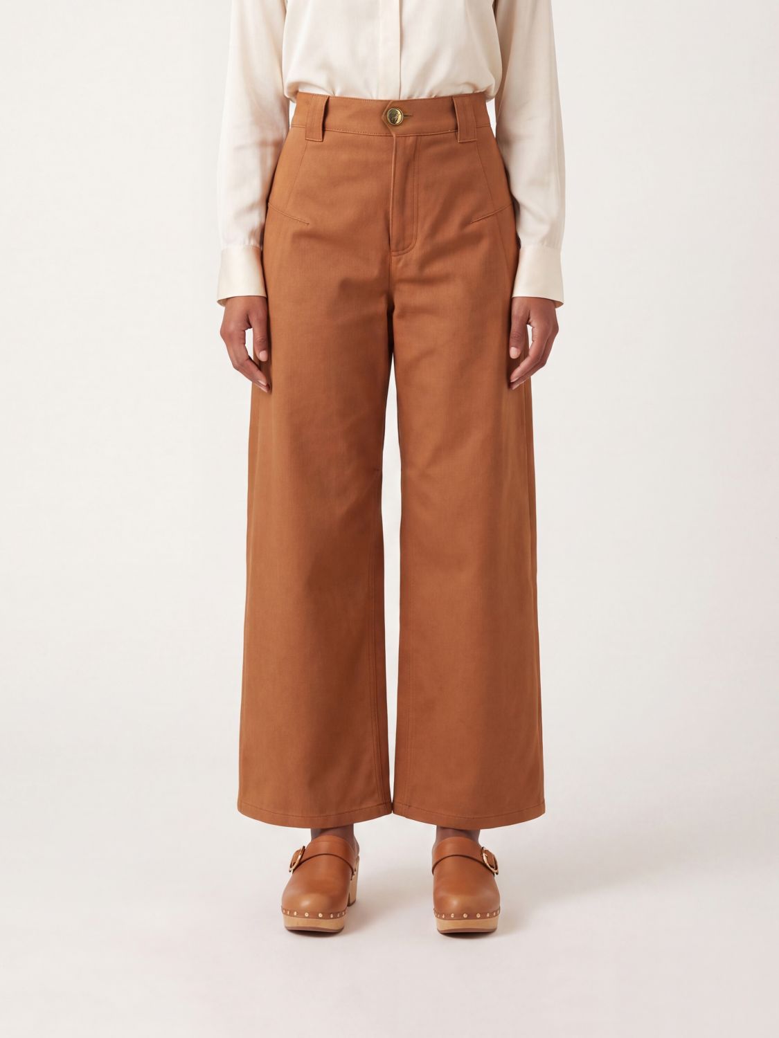 CHLOÉ Chloé High-Waisted Wide-Leg Cotton Trousers with Slant Pockets