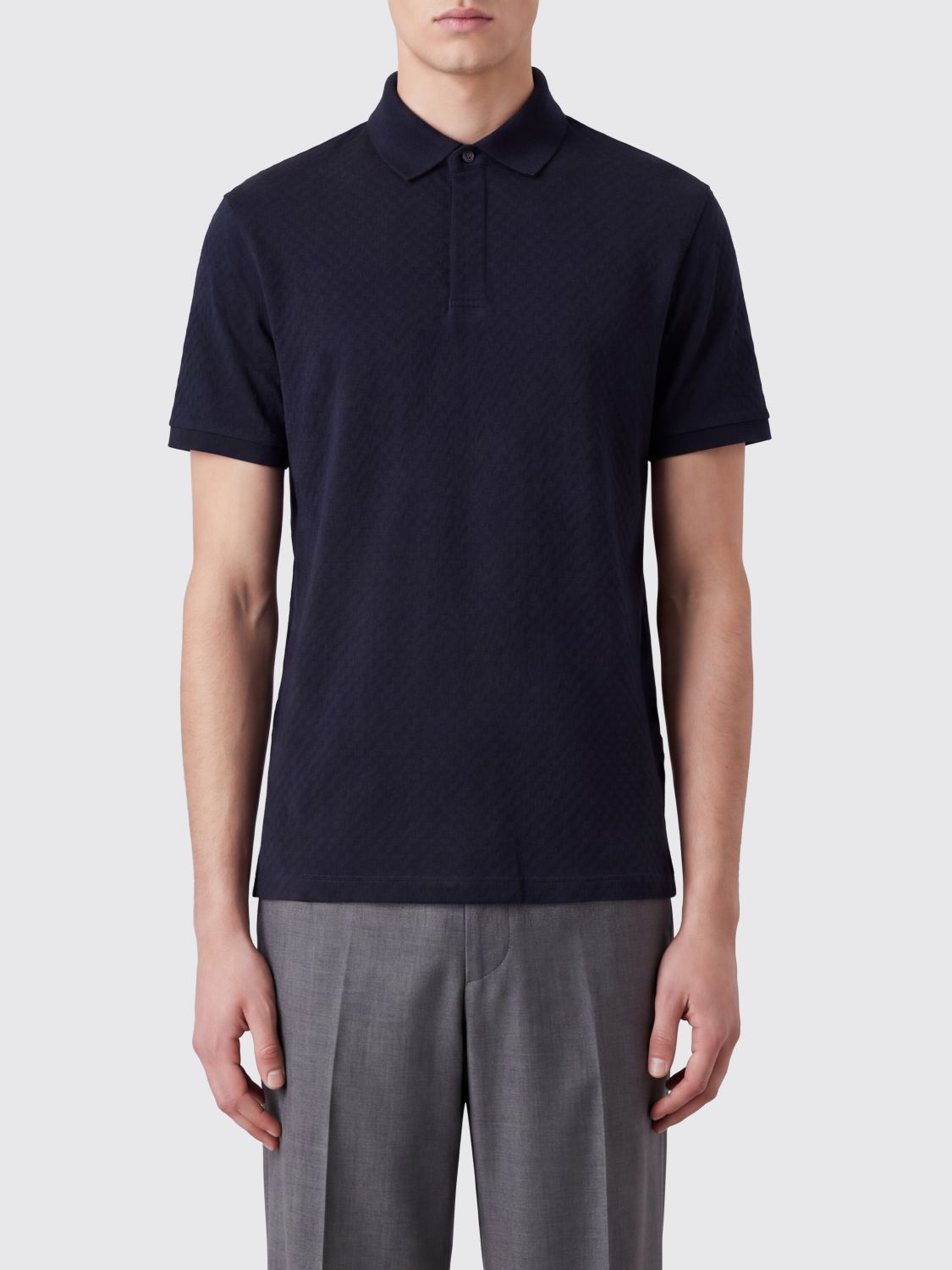EMPORIO ARMANI argyle-patterned slim fit cotton polo shirt