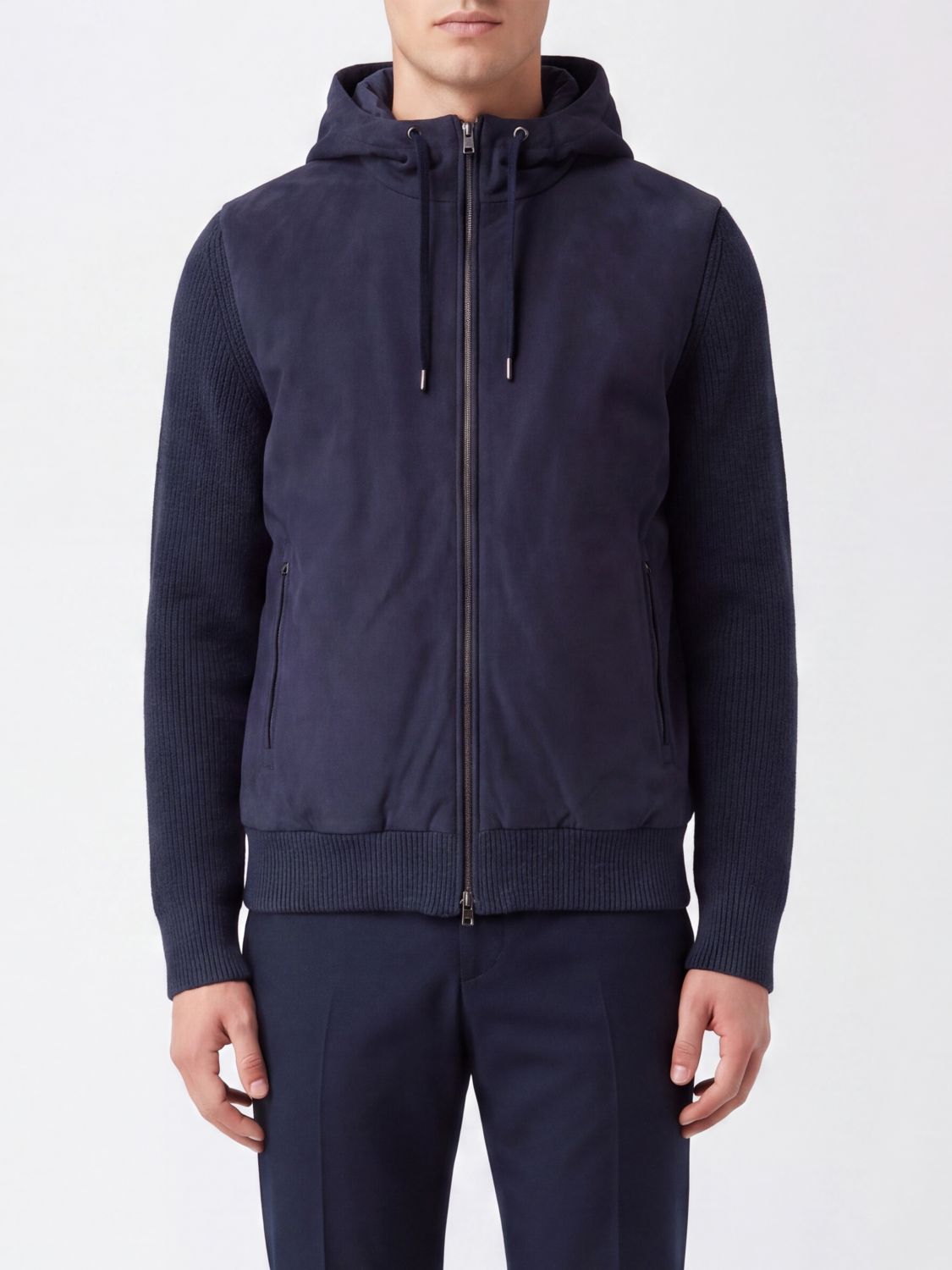 HERNO Herno Resort Hooded Bomber Jacket in Padded Wool and Microfiber