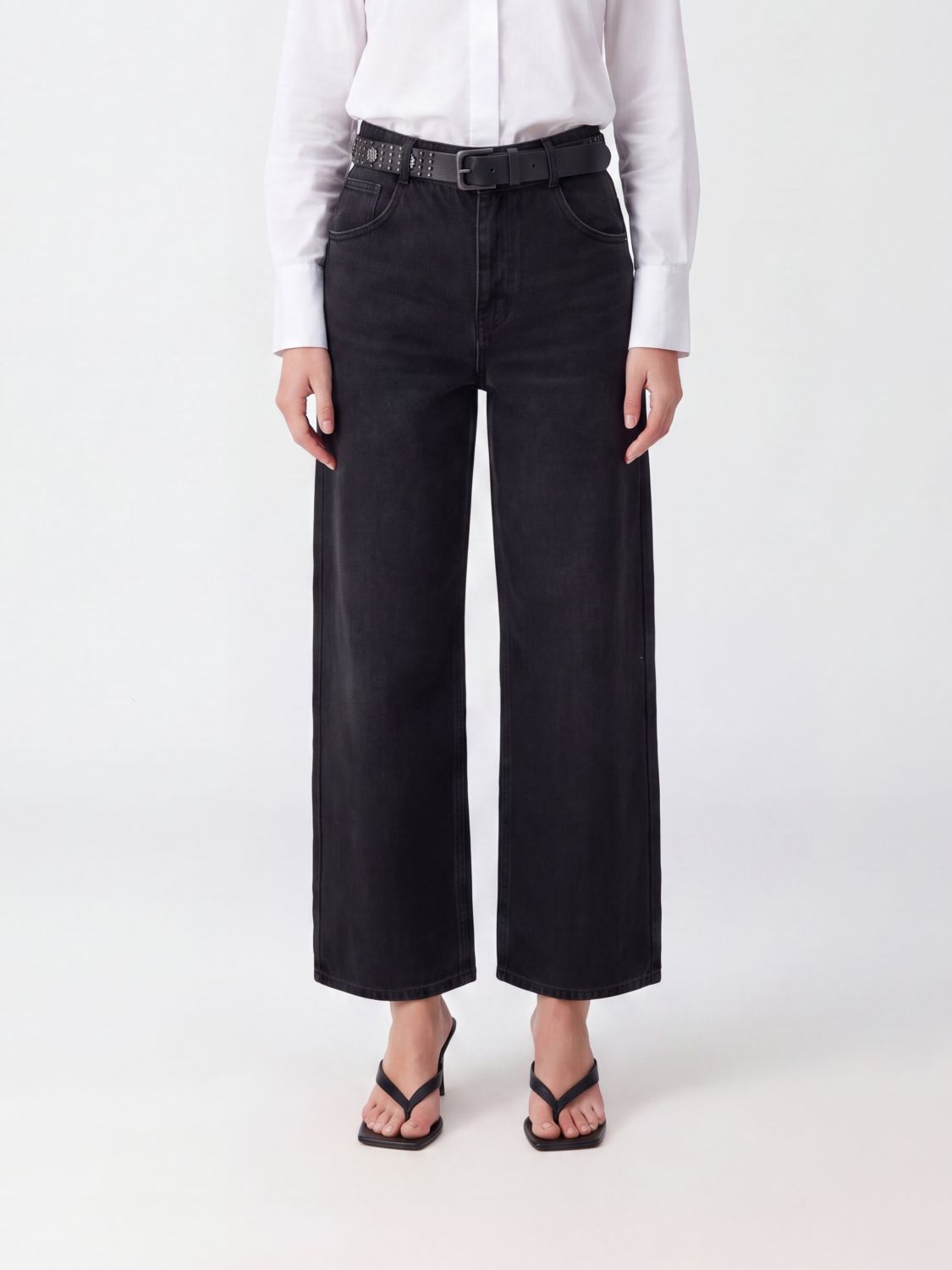 LIU JO Liu Jo High-Waisted Wide-Leg Cotton Denim Jeans