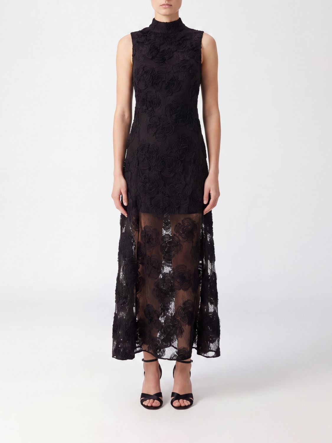 ROTATE BY BIRGER CHRISTENSEN Rotate Floral A-Line Off-Shoulder Mesh Midi Dress