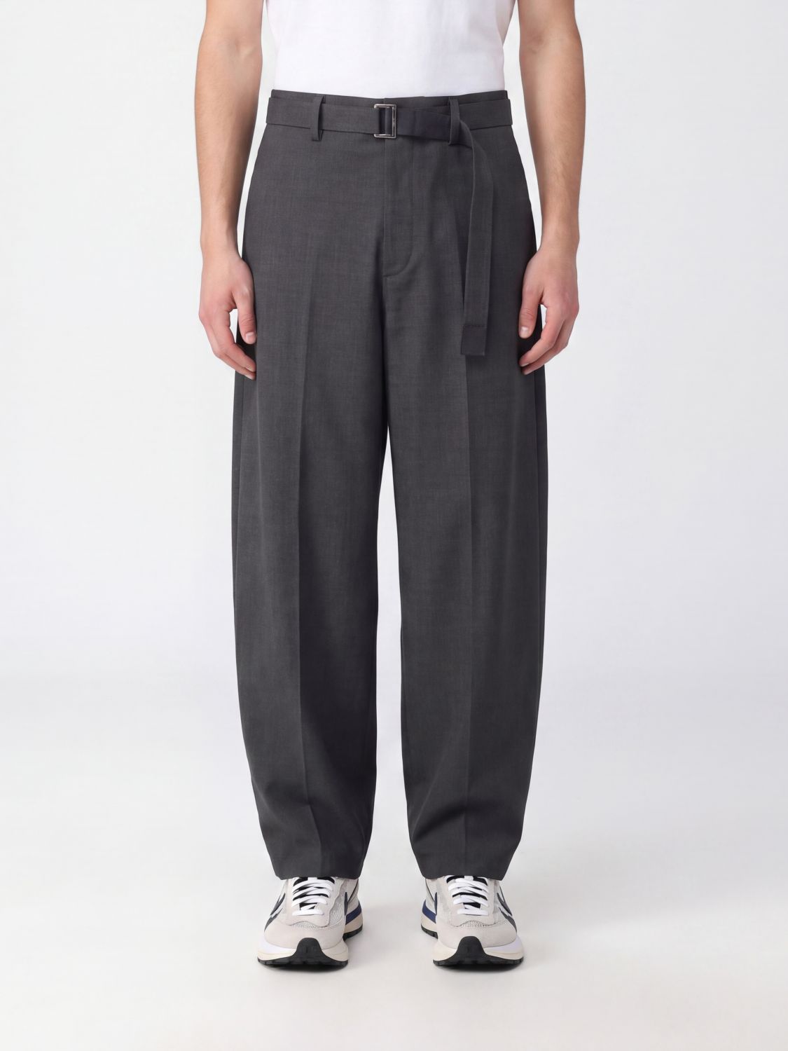 SACAI Sacai Wide-Leg Wool Blend Trousers with Adjustable Belt