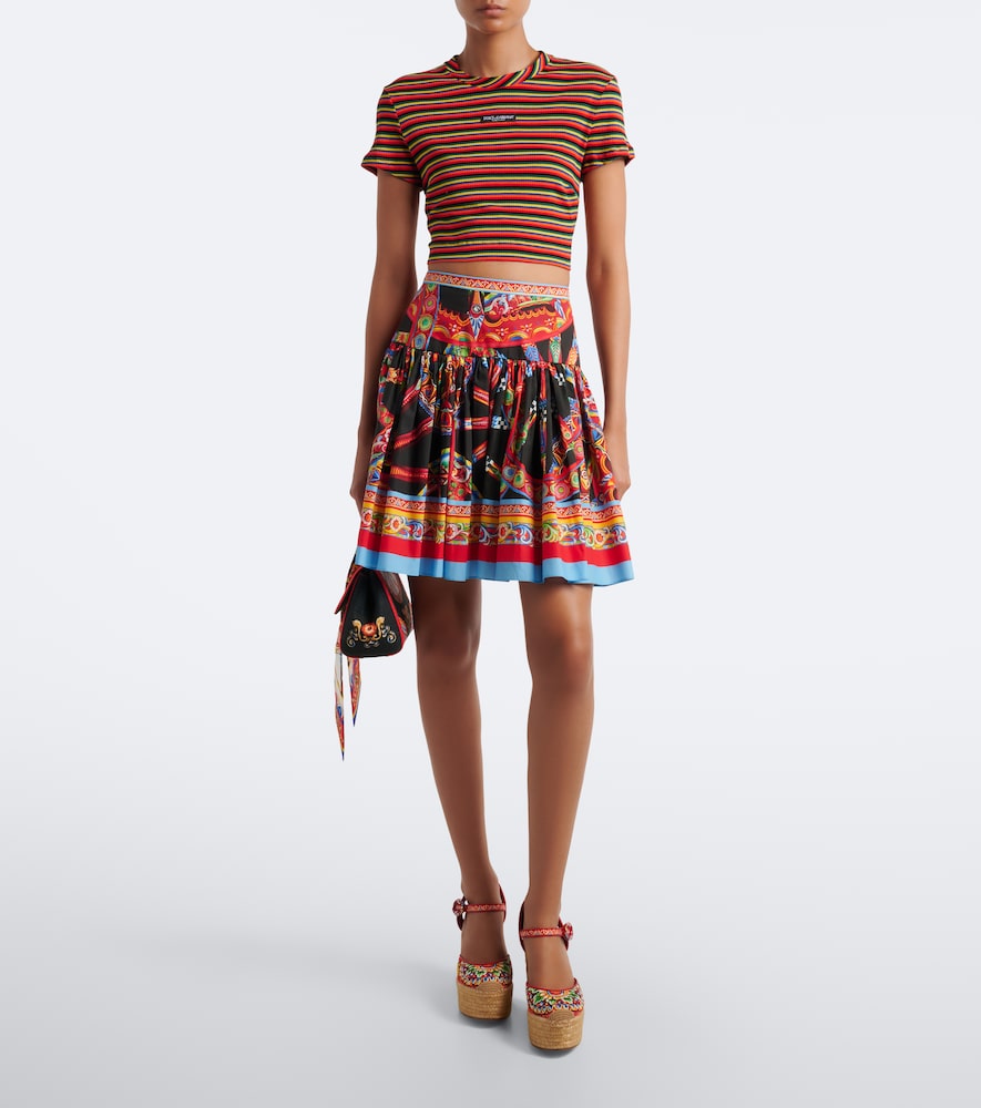 DOLCE & GABBANA Dolce&Gabbana Cropped Striped Cotton T-Shirt