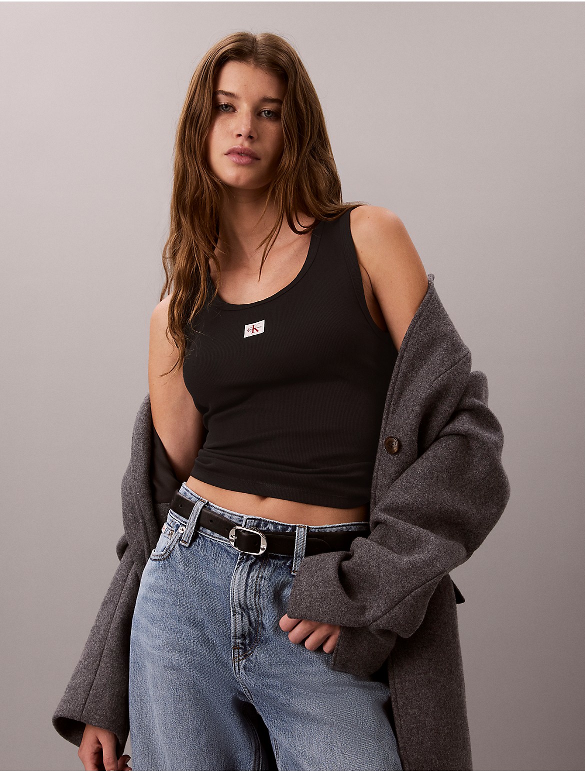CALVIN KLEIN Calvin Klein Woven Monologo Rib Tank Top