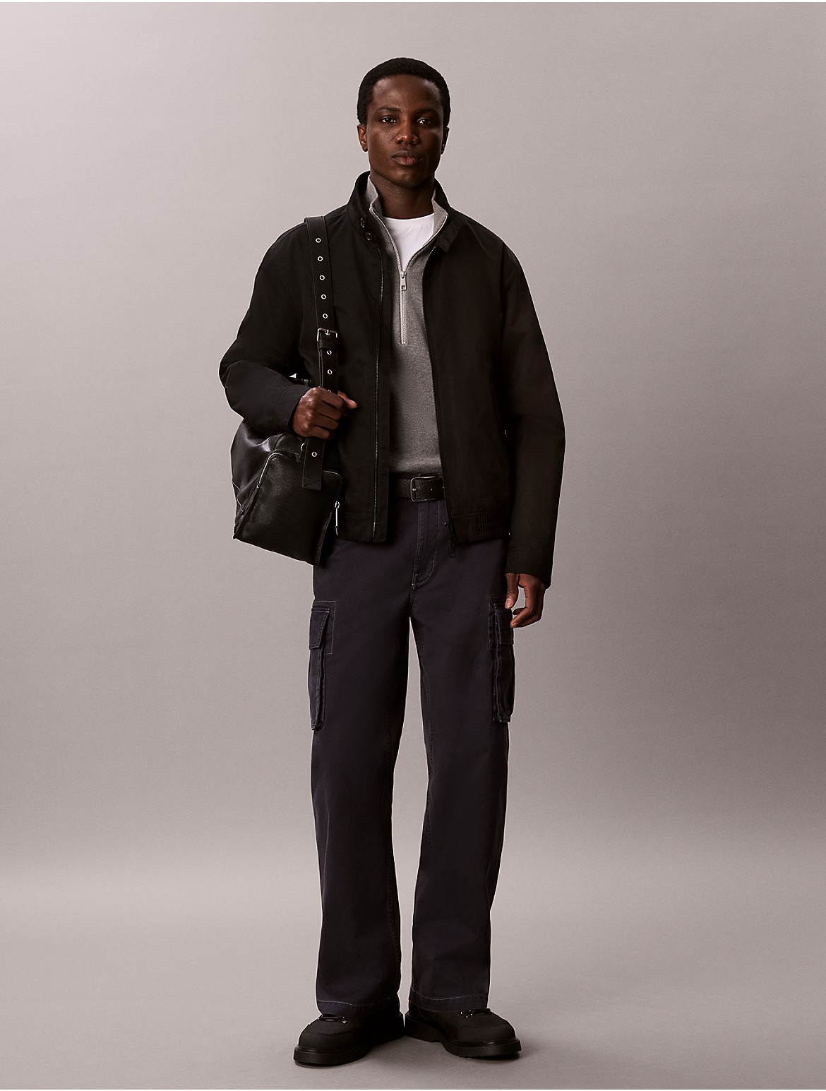 CALVIN KLEIN Calvin Klein Cotton Nylon Stand Collar Jacket