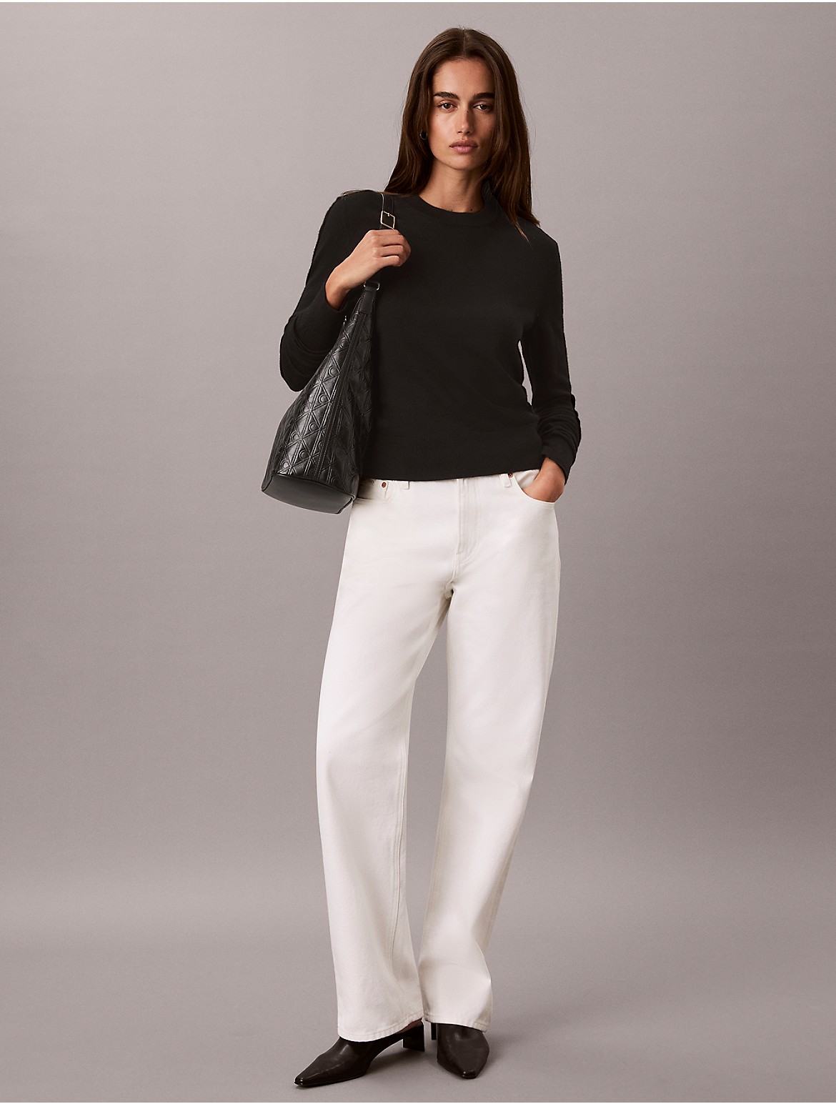 CALVIN KLEIN Calvin Klein Debossed Allover Emblem Logo Shoulder Bag