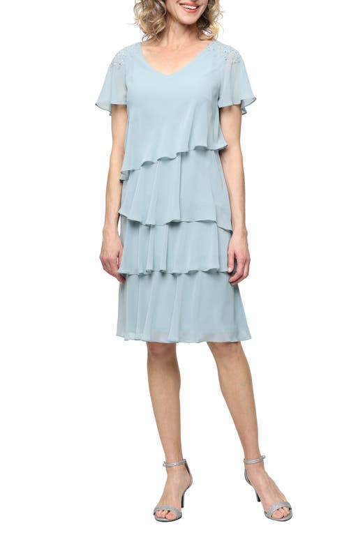 SL FASHIONS SL FASHIONS Beaded Tiered Chiffon Dress