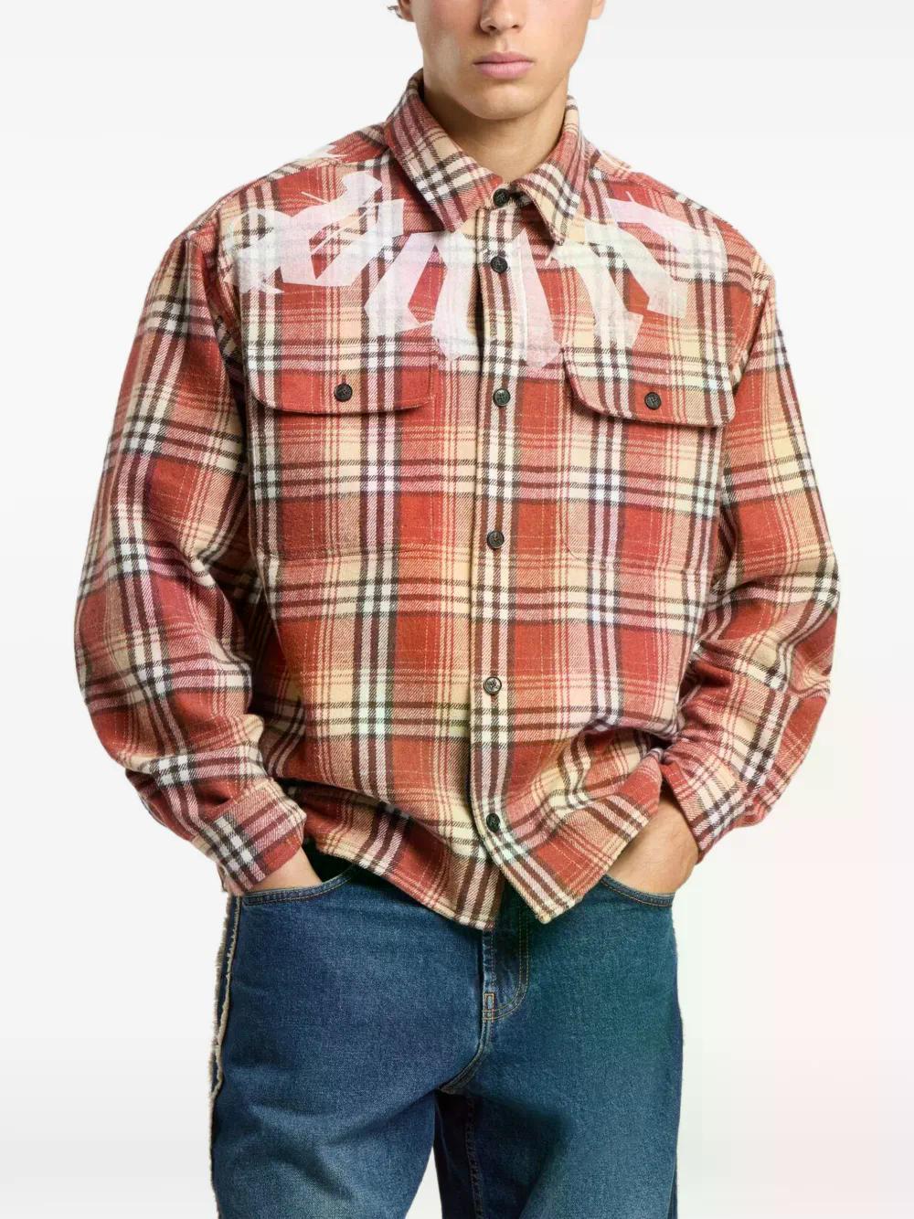 PALM ANGELS check-print logo-print shirt jacket
