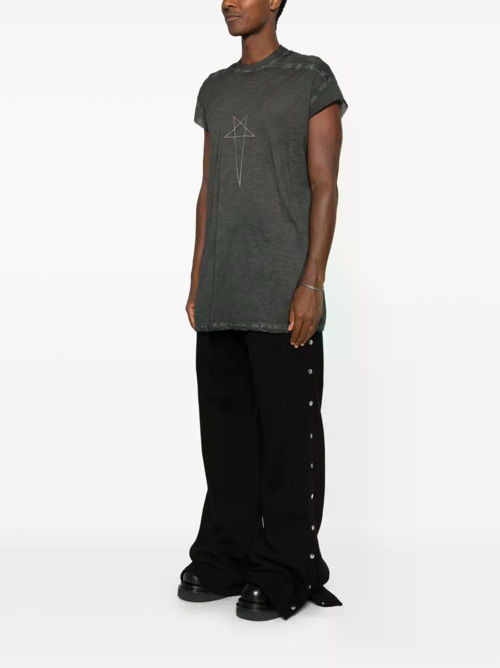 RICK OWENS tower rick s jumbo sl t in faded black/silver stonewashed cotton gauze jersey
