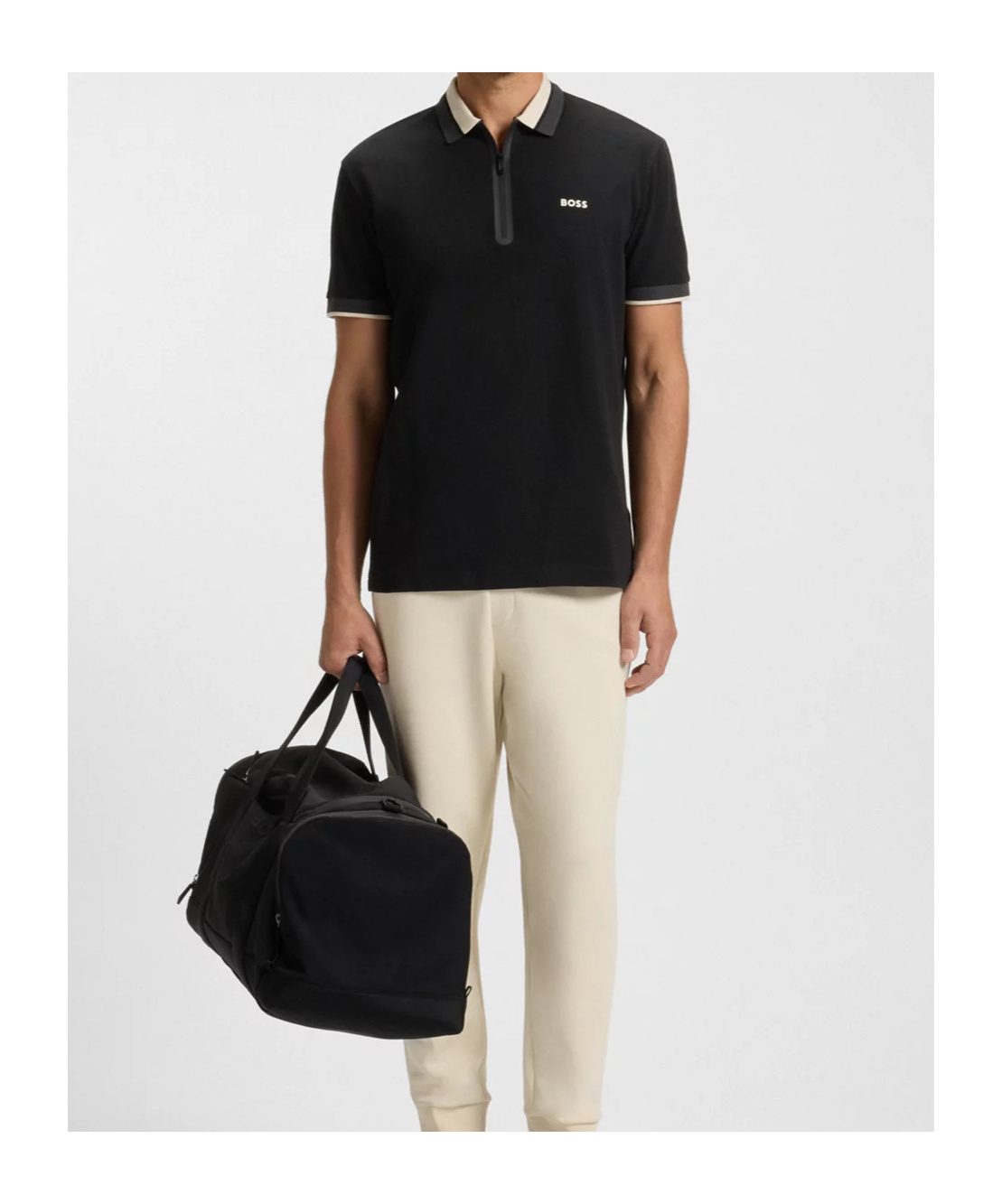 HUGO BOSS Cotton-piqué polo shirt with zip placket