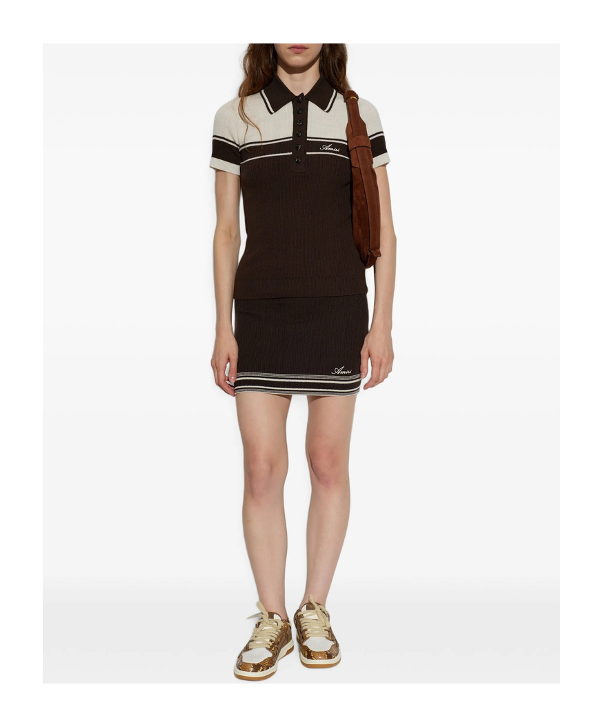 AMIRI AMIRI Contrast Striped Knitted Polo Shirt