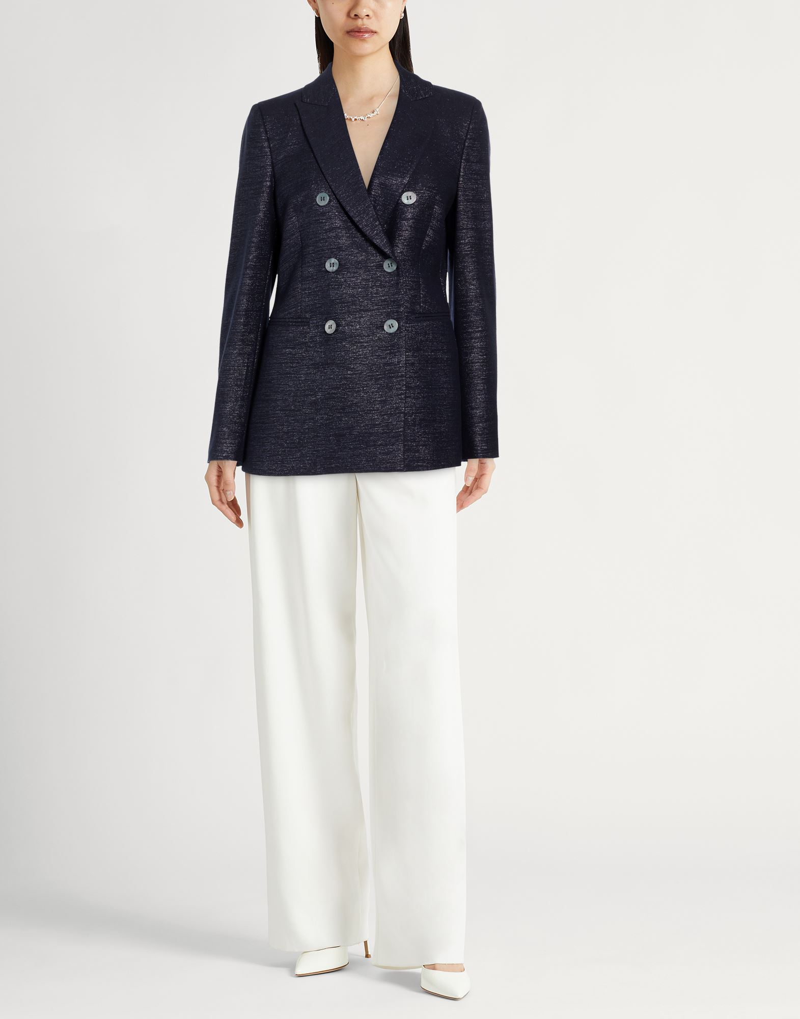 PESERICO PESERICO Virgin Wool, Viscose, Polyamide, and Elastane Double-Breasted Blazer