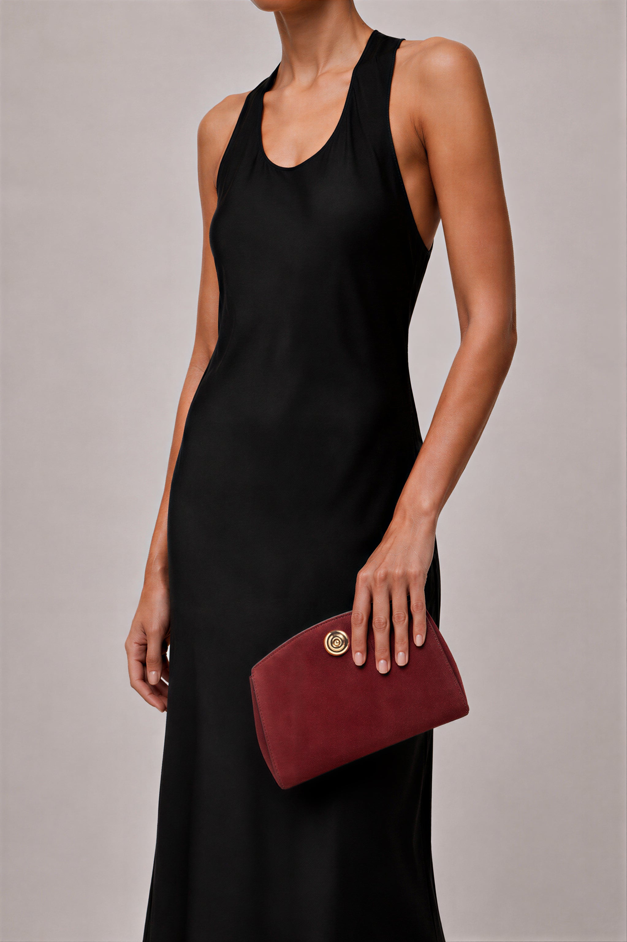 LIFFNER Liffner Pushlock Clutch in Suede
