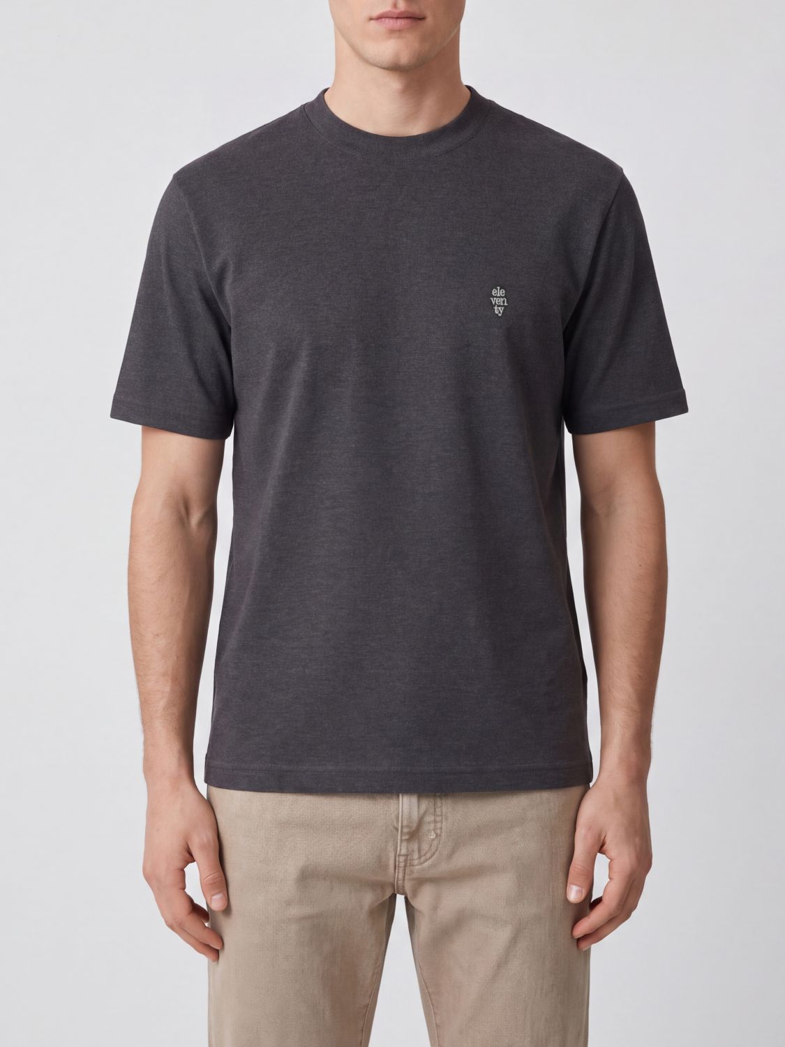 ELEVENTY slim fit crewneck t-shirt in pure cotton with tone-on-tone logo
