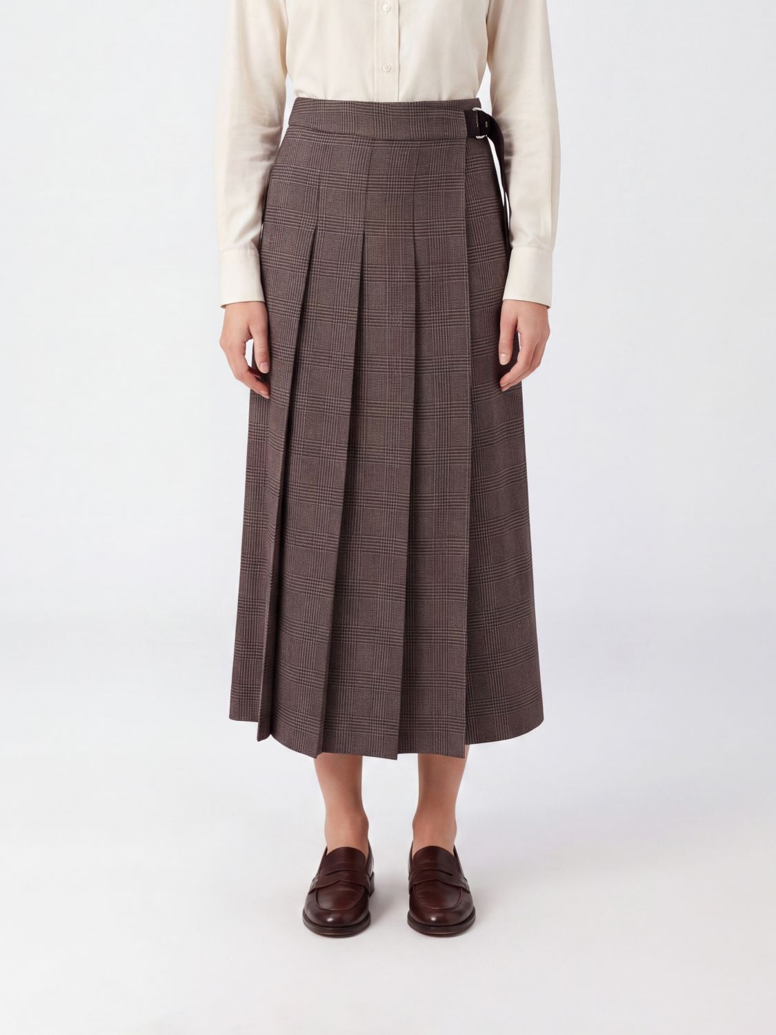 PAROSH Parosh Riley Prince of Wales Check Pleated Midi Wrap Skirt