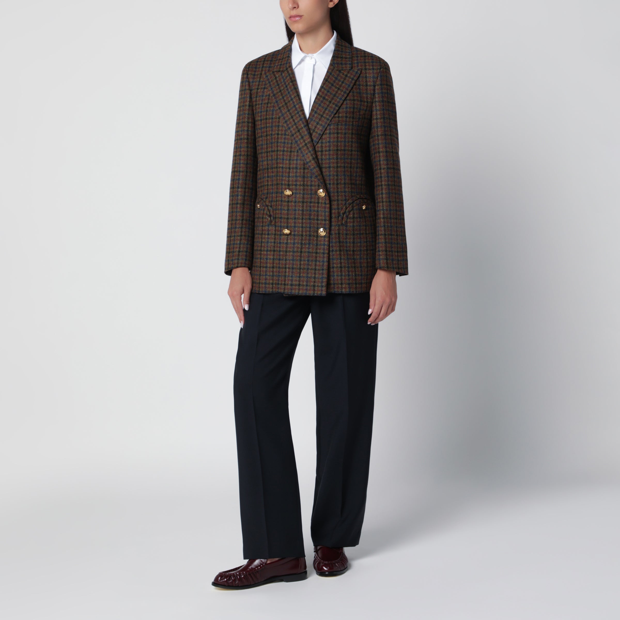 BLAZÉ MILANO Blazé Milano Double-Breasted Checked Wool Jacket