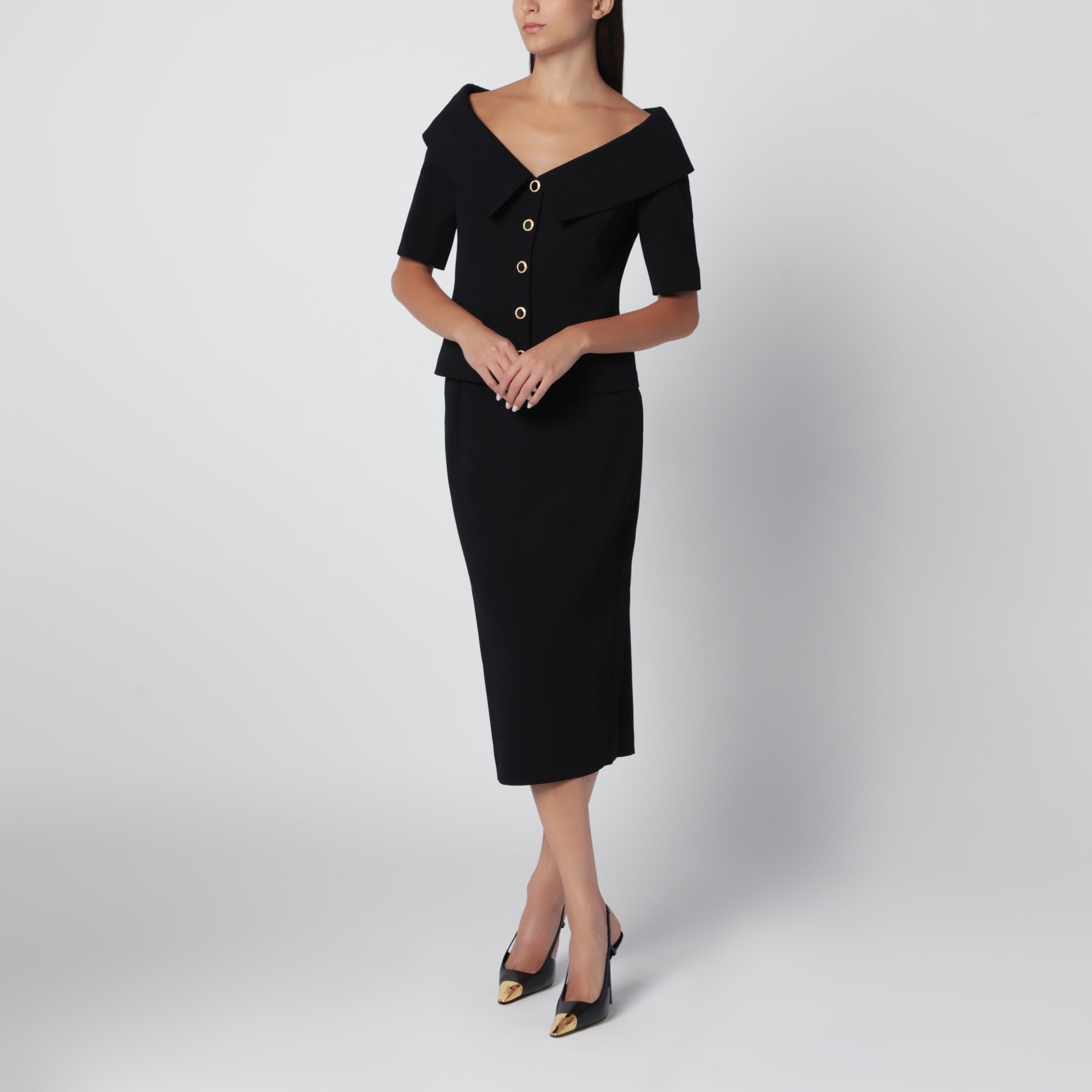ALESSANDRA RICH Alessandra Rich Off-Shoulder Wool Crêpe Jacket