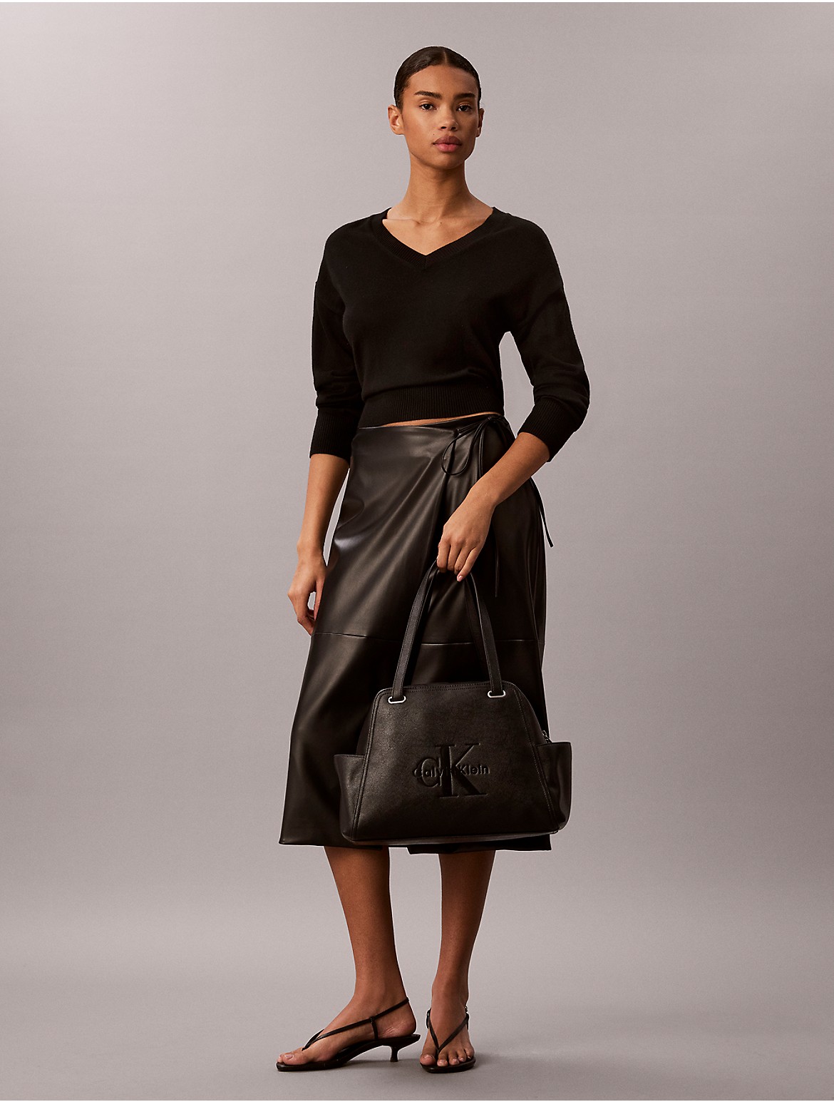 CALVIN KLEIN Calvin Klein Embossed Monologo Pocket Tote Bag