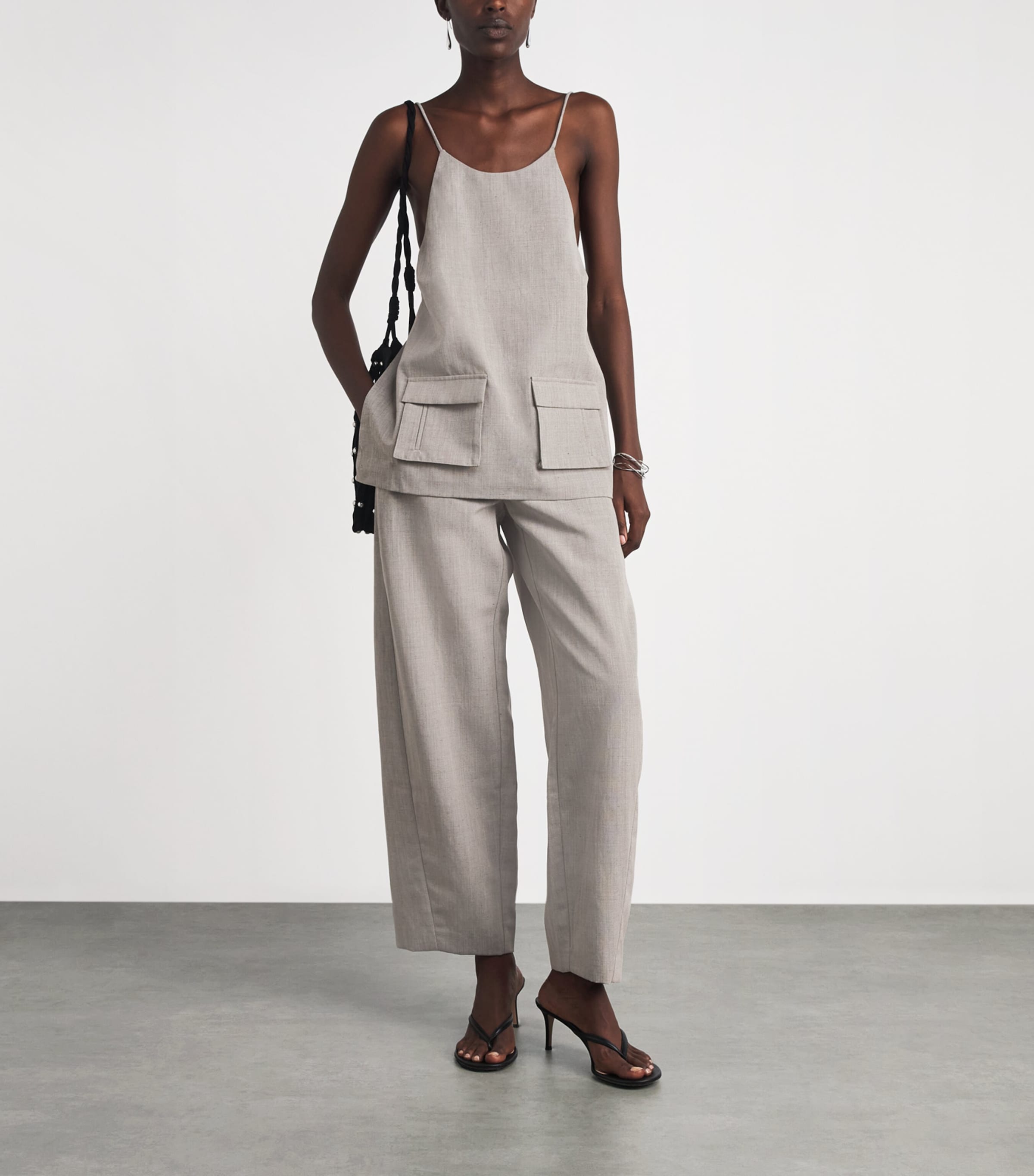 ST. AGNI St. Agni Backless Utility Sleeveless Top with Patch Pockets