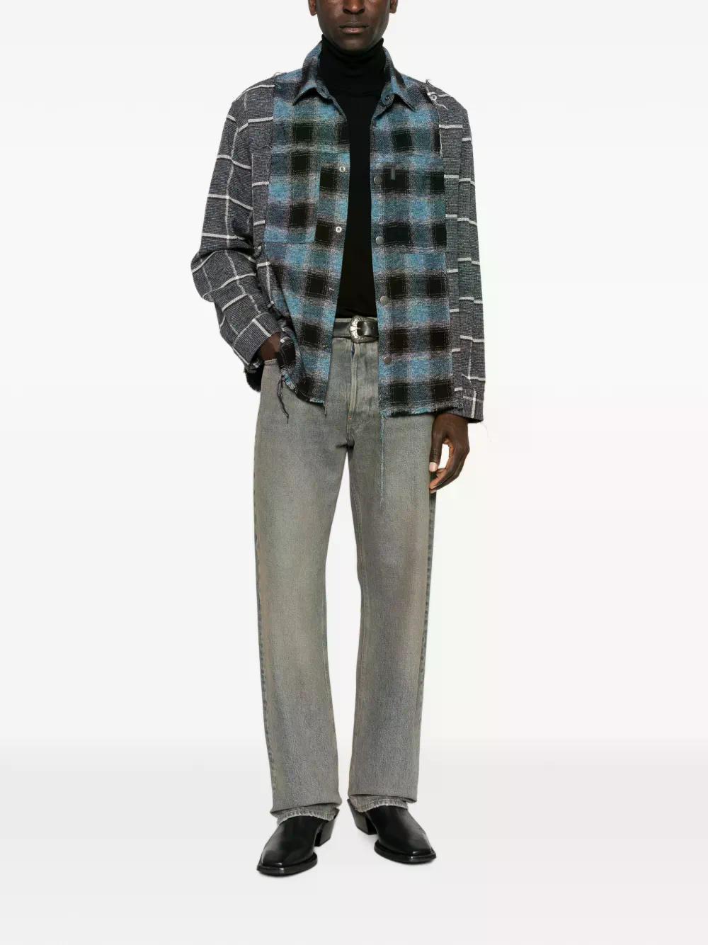 HAIKURE check-pattern frayed shirt
