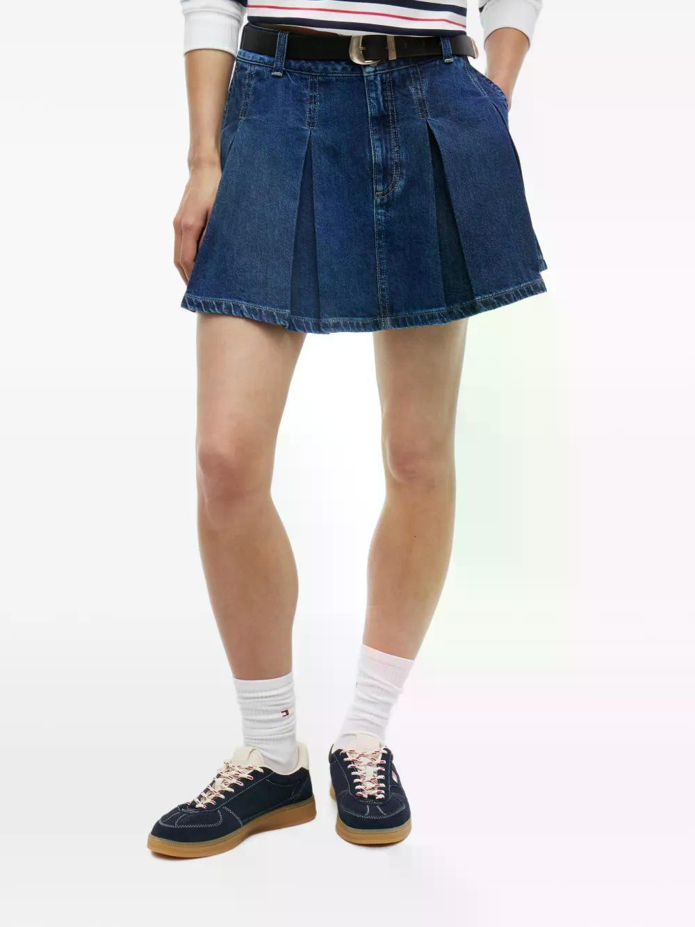 TOMMY HILFIGER Tommy Hilfiger Pleated Denim Mini Skirt