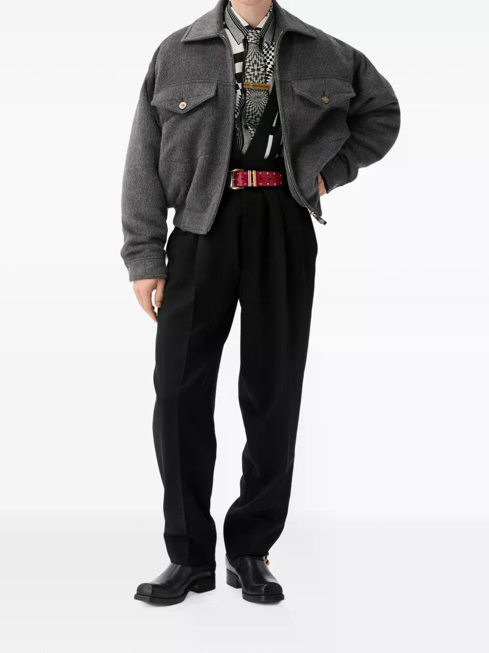VERSACE Versace Stretch Wool Tailored Trousers with Medusa Hardware
