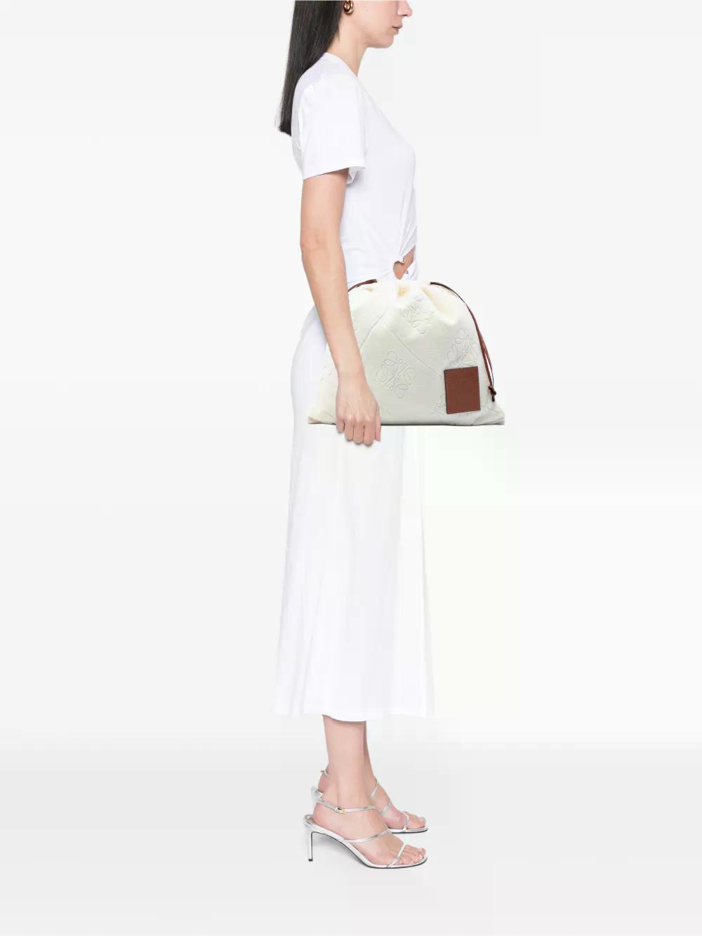 LOEWE Loewe Anagram Terry Cloth Drawstring Pouch Clutch Bag