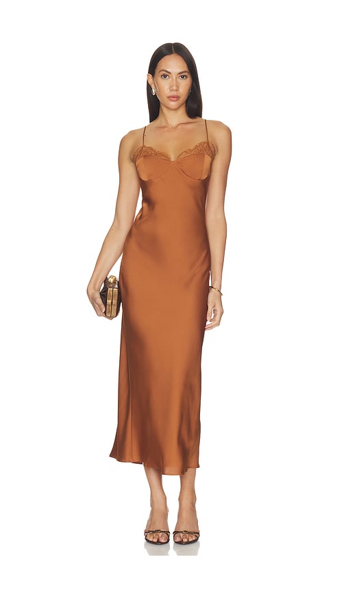 ELODIE THE LABEL Elodie the Label Nocturne Satin Slip Dress with Lace Trims
