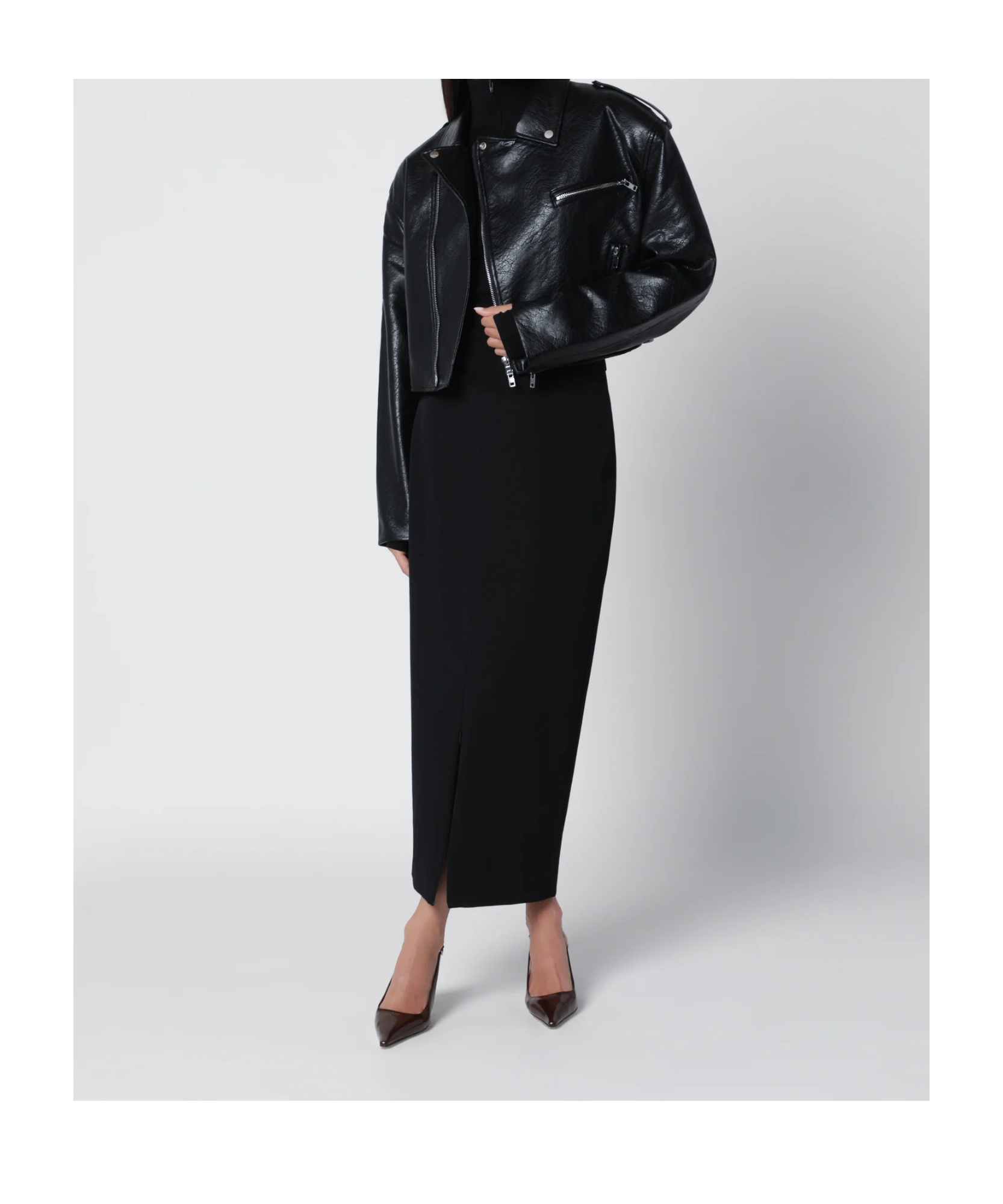 THE FRANKIE SHOP The Frankie Shop Cropped Faux Leather Biker Jacket