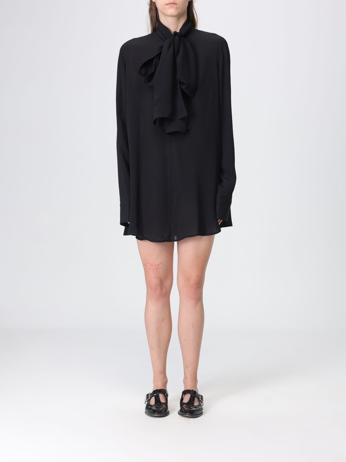 TOTÊME Toteme Long-Sleeved Chiffon Mini Dress with Scarf Neck