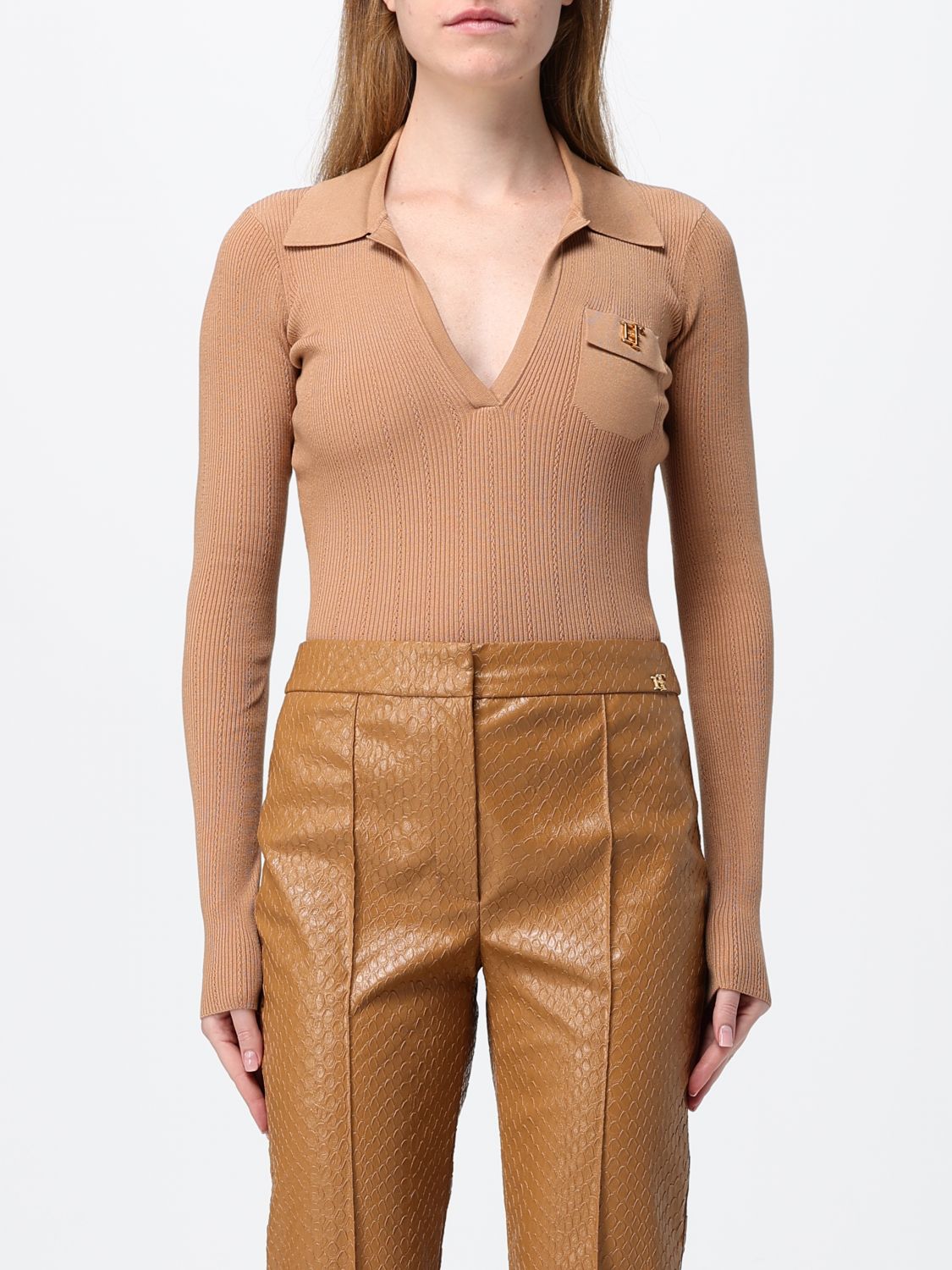 ELISABETTA FRANCHI Elisabetta Franchi Ruffled Long-Sleeve Bodysuit