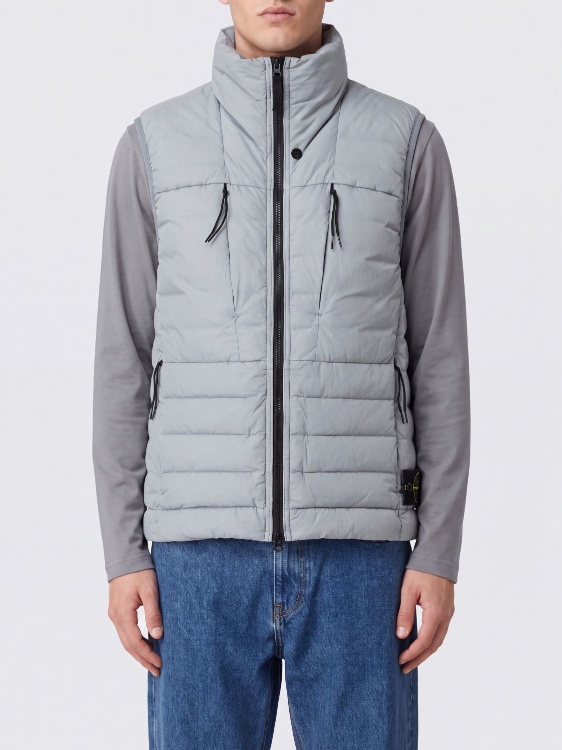 STONE ISLAND Stone Island Quilted Nylon Vest with Funnel Neck and Compass Logo