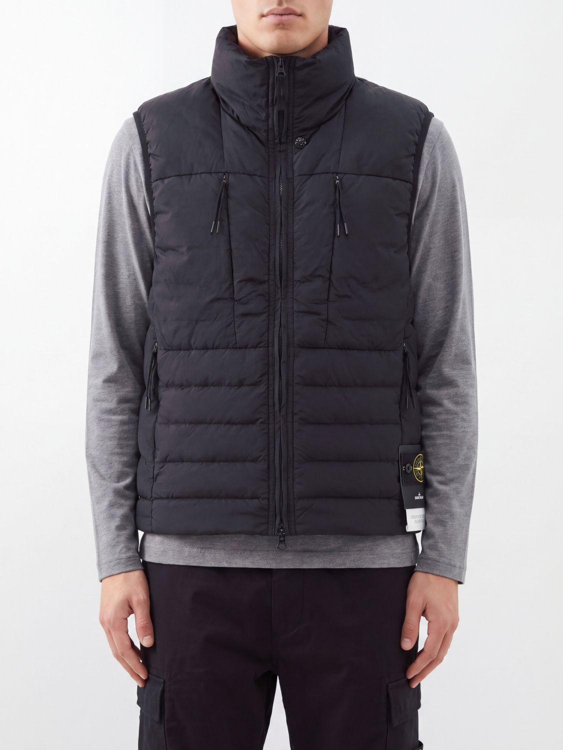 STONE ISLAND Stone Island Quilted Nylon Vest with Funnel Neck and Compass Logo