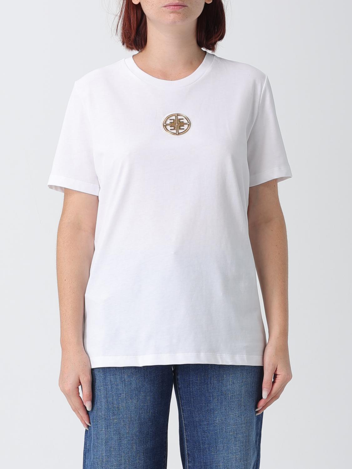 ELISABETTA FRANCHI Elisabetta Franchi Cotton T-Shirt with Metallic Logo