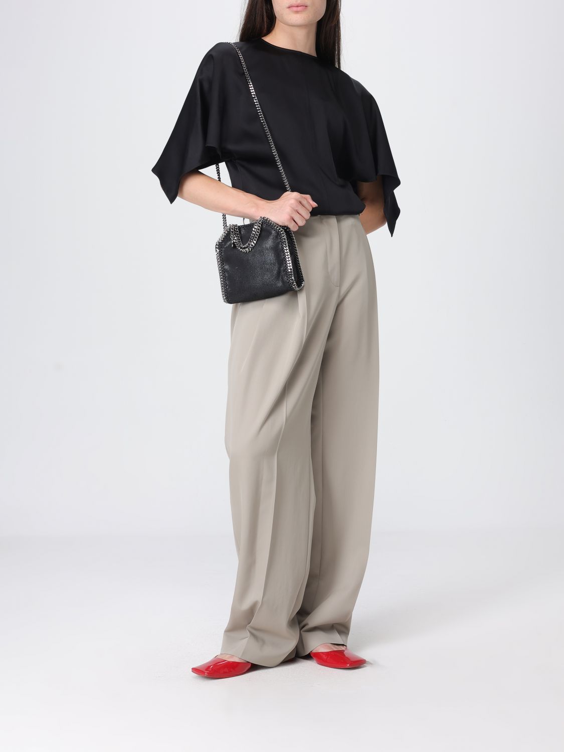 STELLA MCCARTNEY Stella McCartney High-Waisted Wool Palazzo Trousers with Pleats
