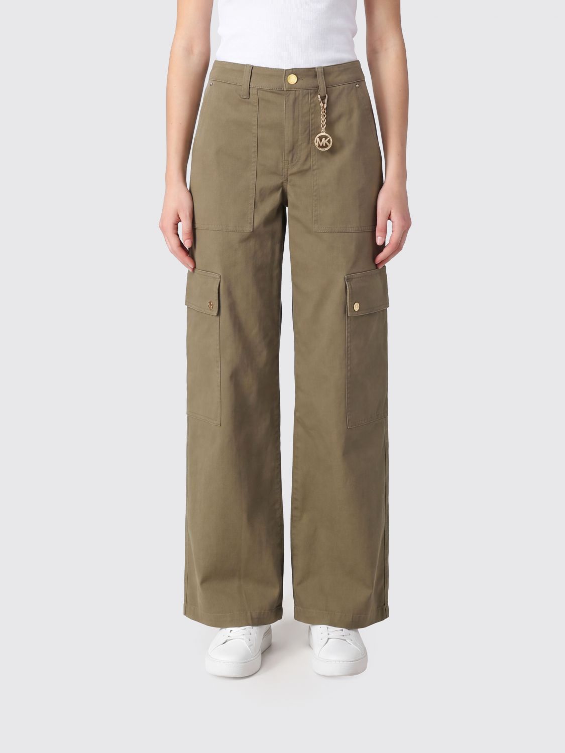 MICHAEL KORS Michael Kors High-Waisted Wide-Leg Cotton Cargo Trousers