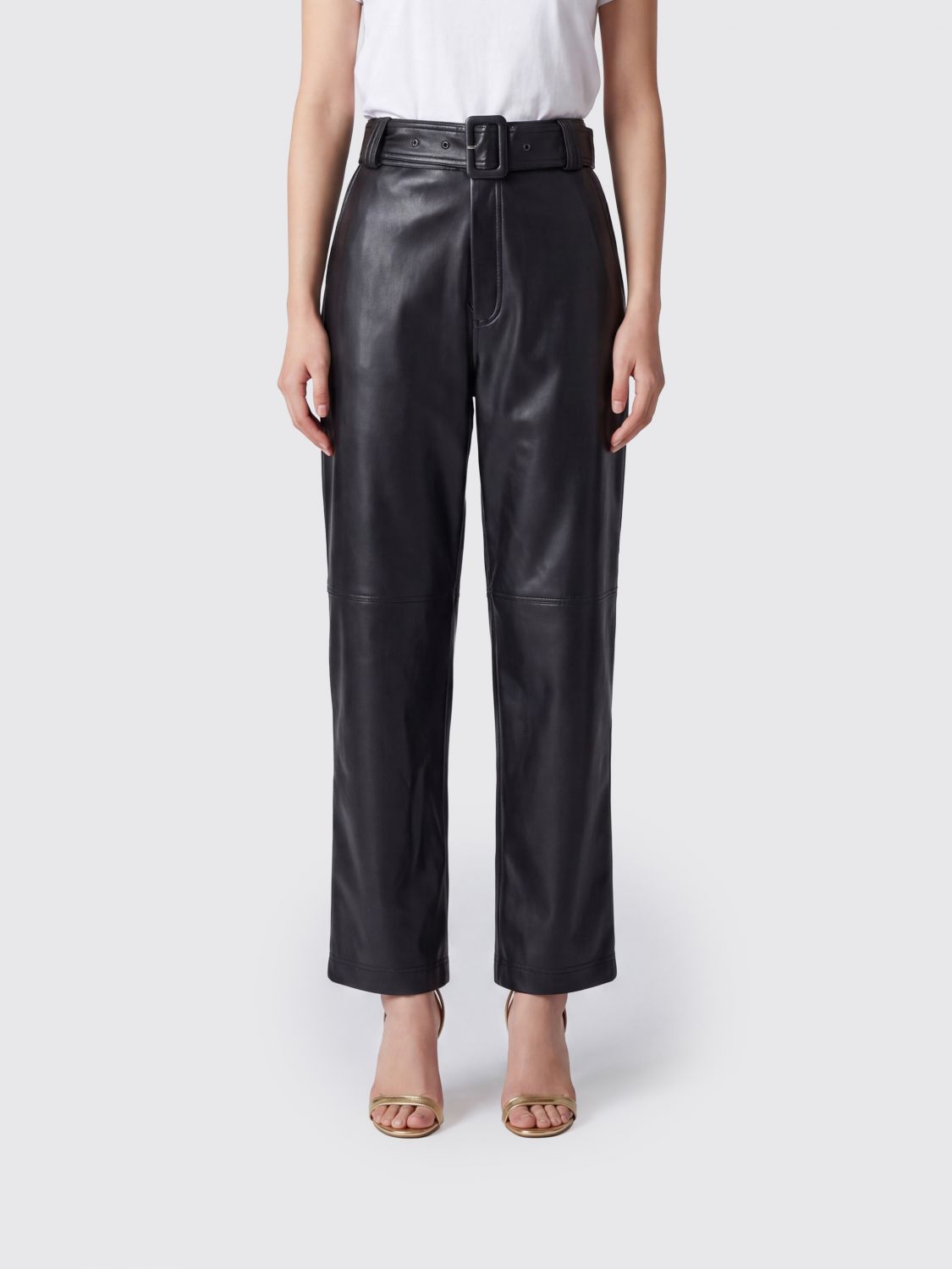 TWINSET Twinset High-Waisted Faux Leather Cropped Trousers