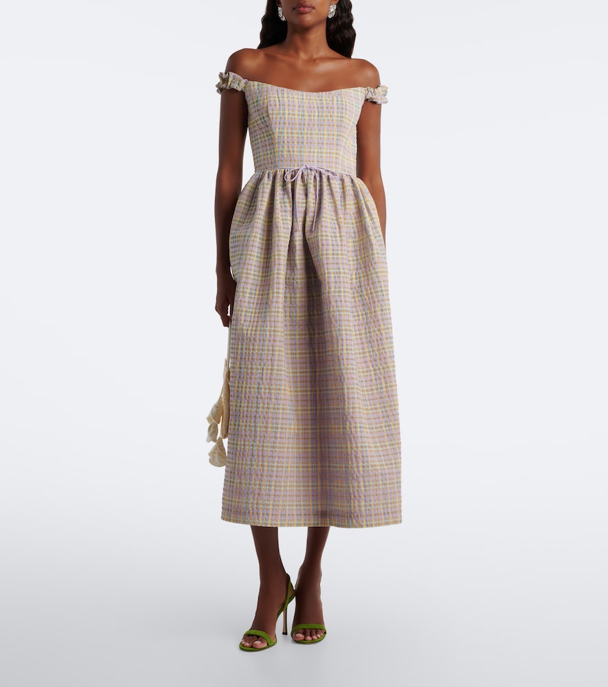 MARKARIAN Markarian Ginger Off-Shoulder Seersucker Bustier Dress