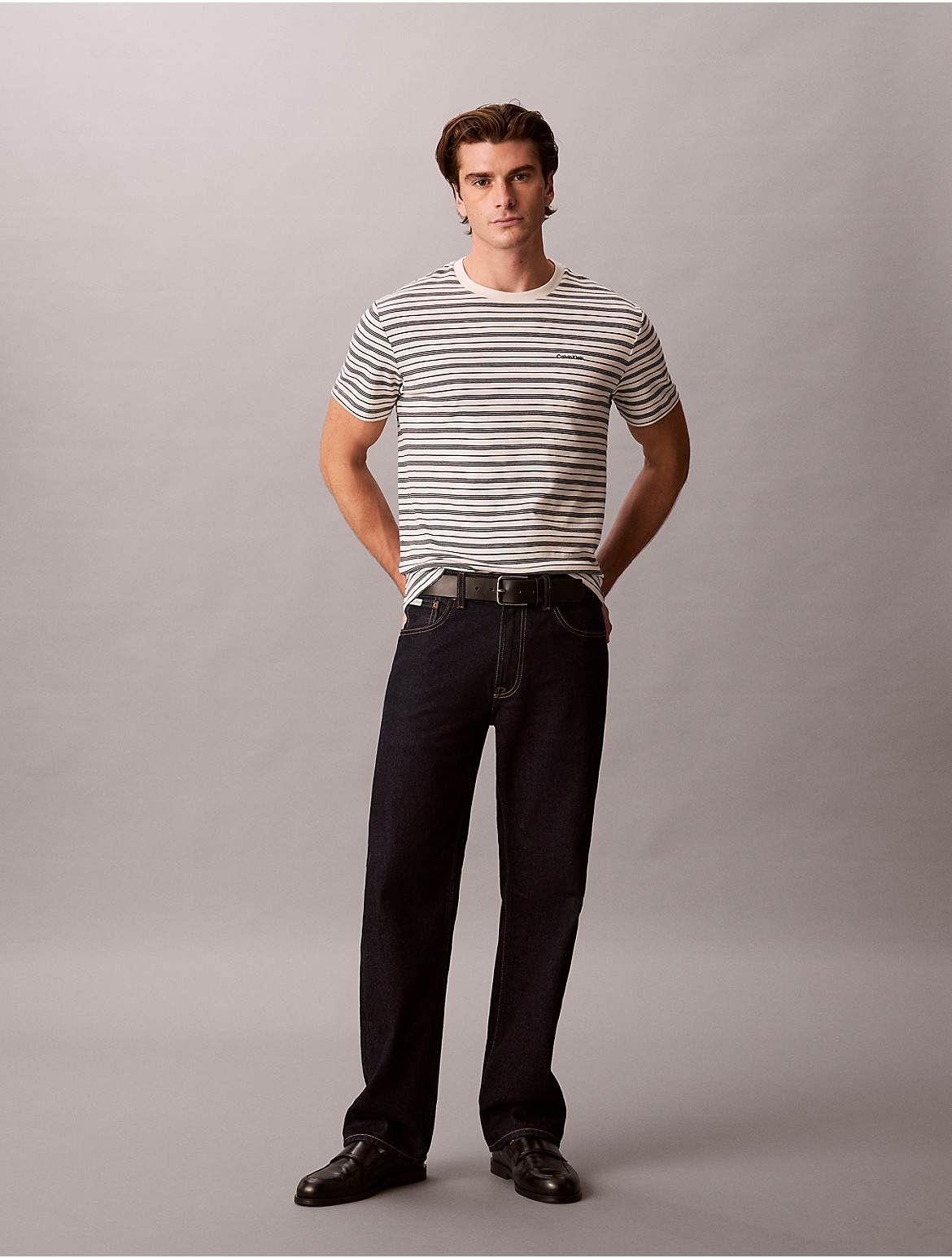 CALVIN KLEIN liquid touch striped crewneck tee
