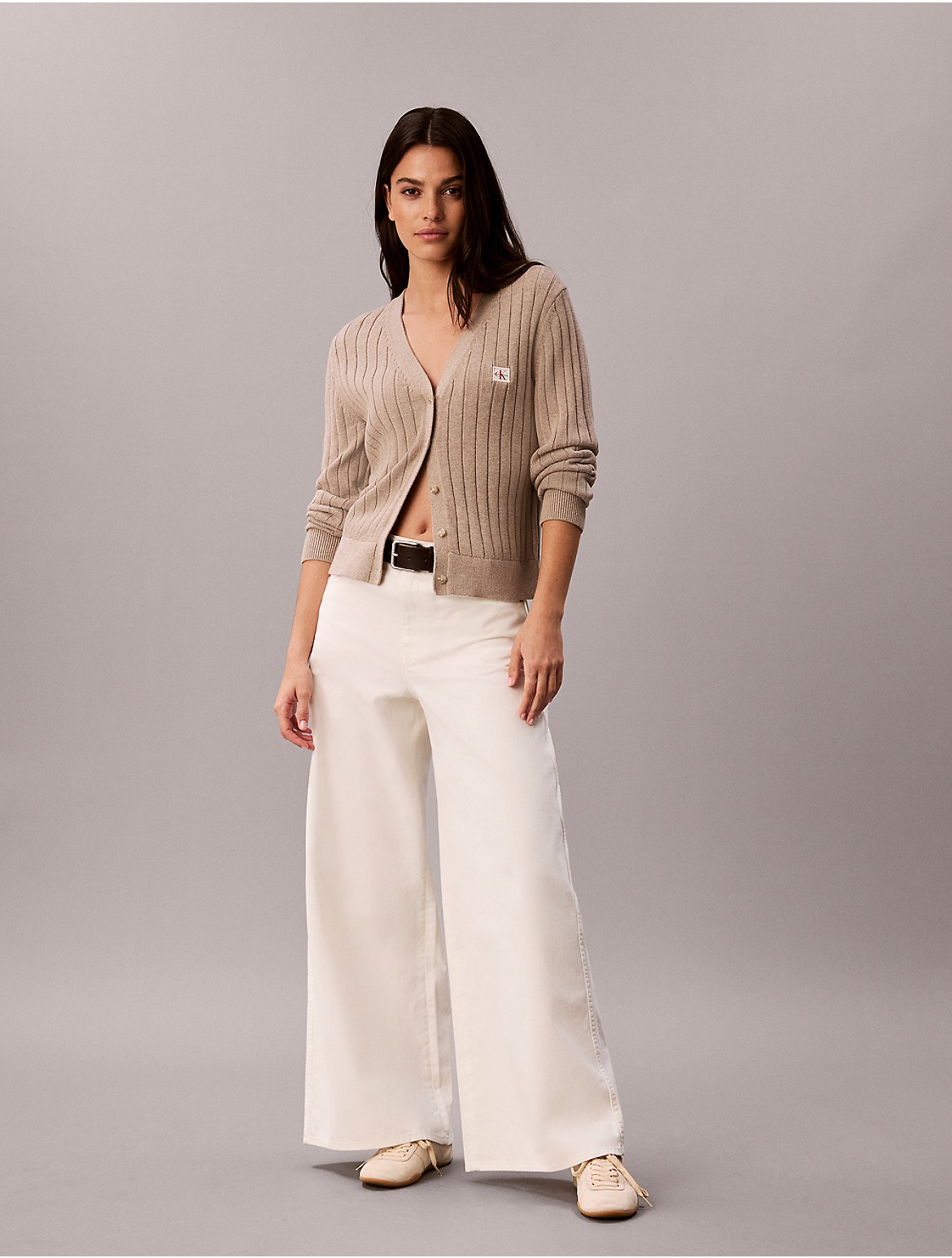 CALVIN KLEIN Calvin Klein Cotton Twill Wide Leg Pants