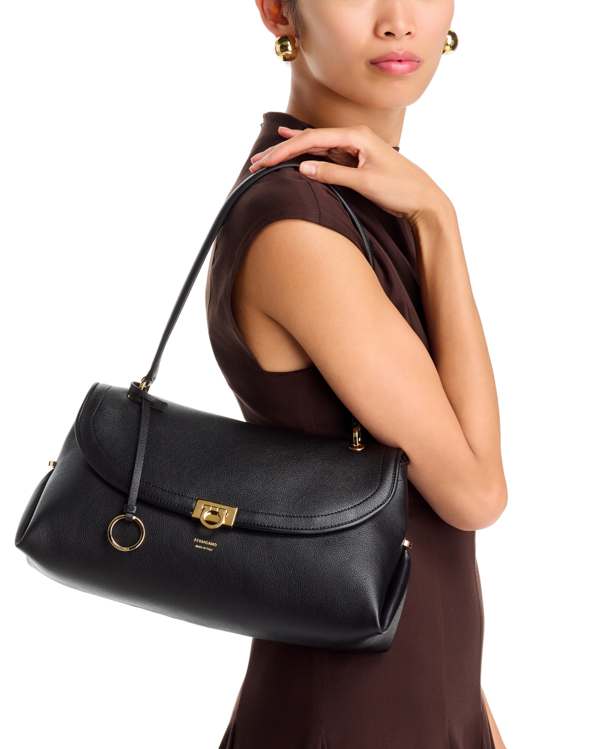 SALVATORE FERRAGAMO Gancini Leather Shoulder Bag